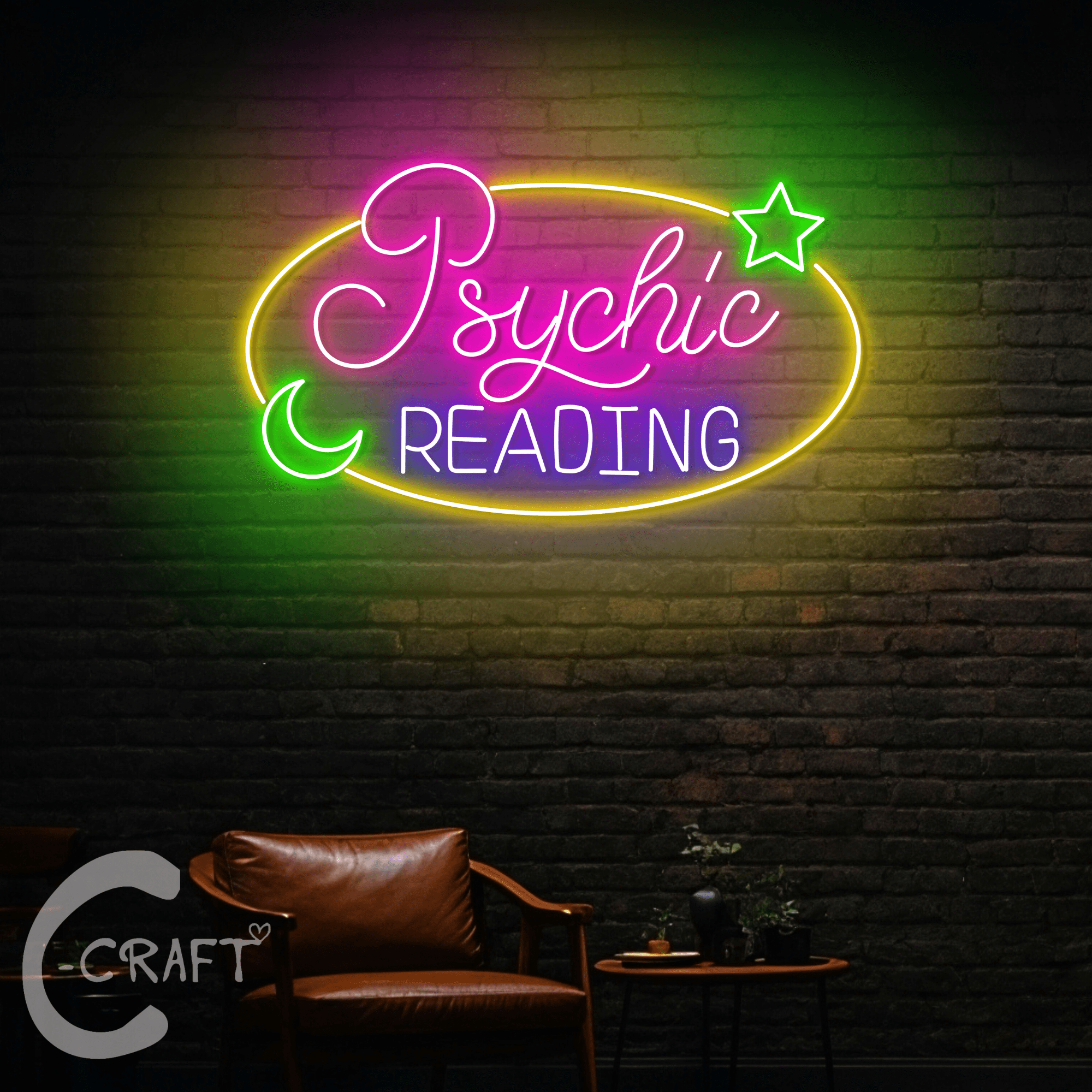 C-CRAFT Psychic Reading Neon Sign LED Light 18 inch for Psychic Tarot ...