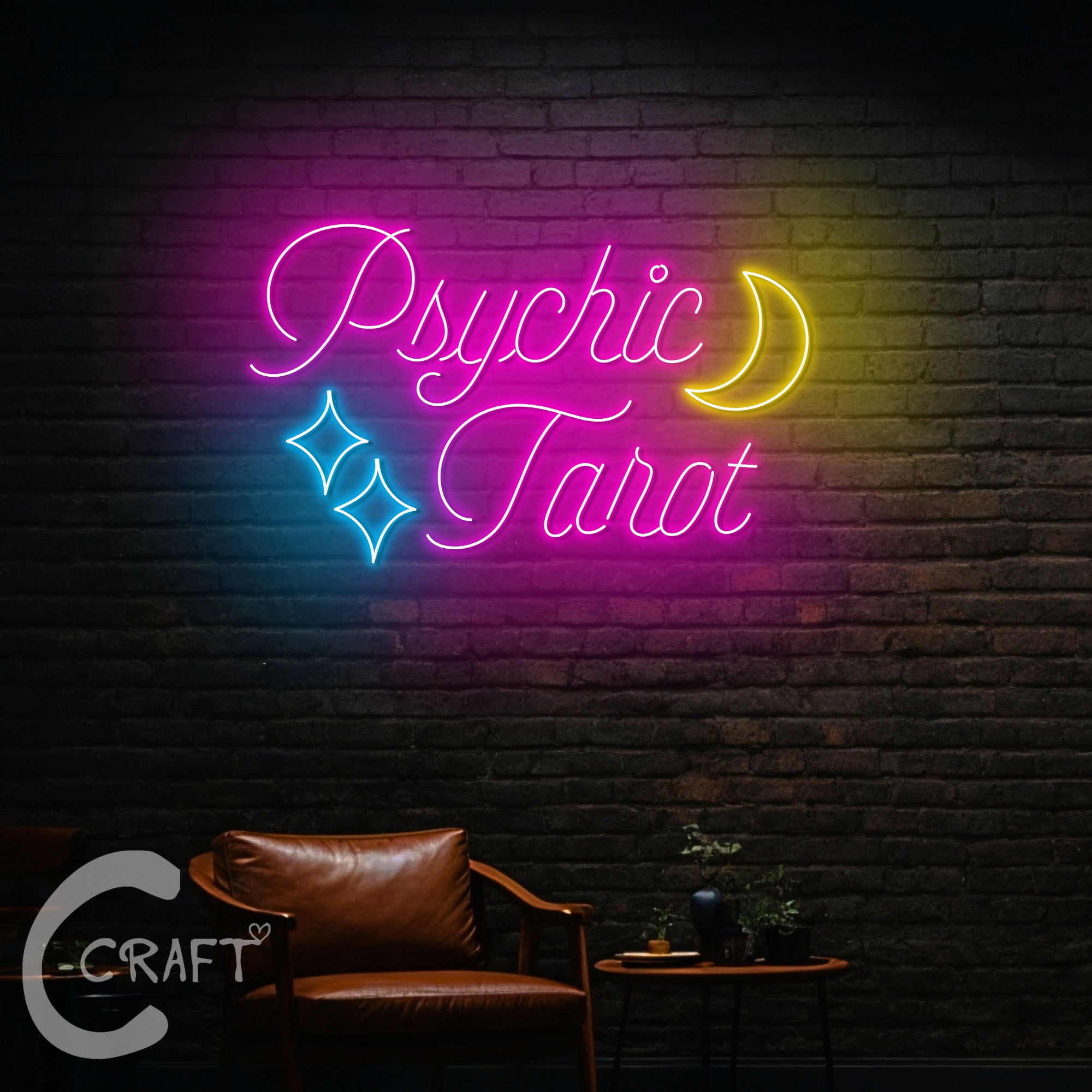 C-CRAFT Psychic Tarot Neon Led Light Up 40 inch for Tarot Reading ...