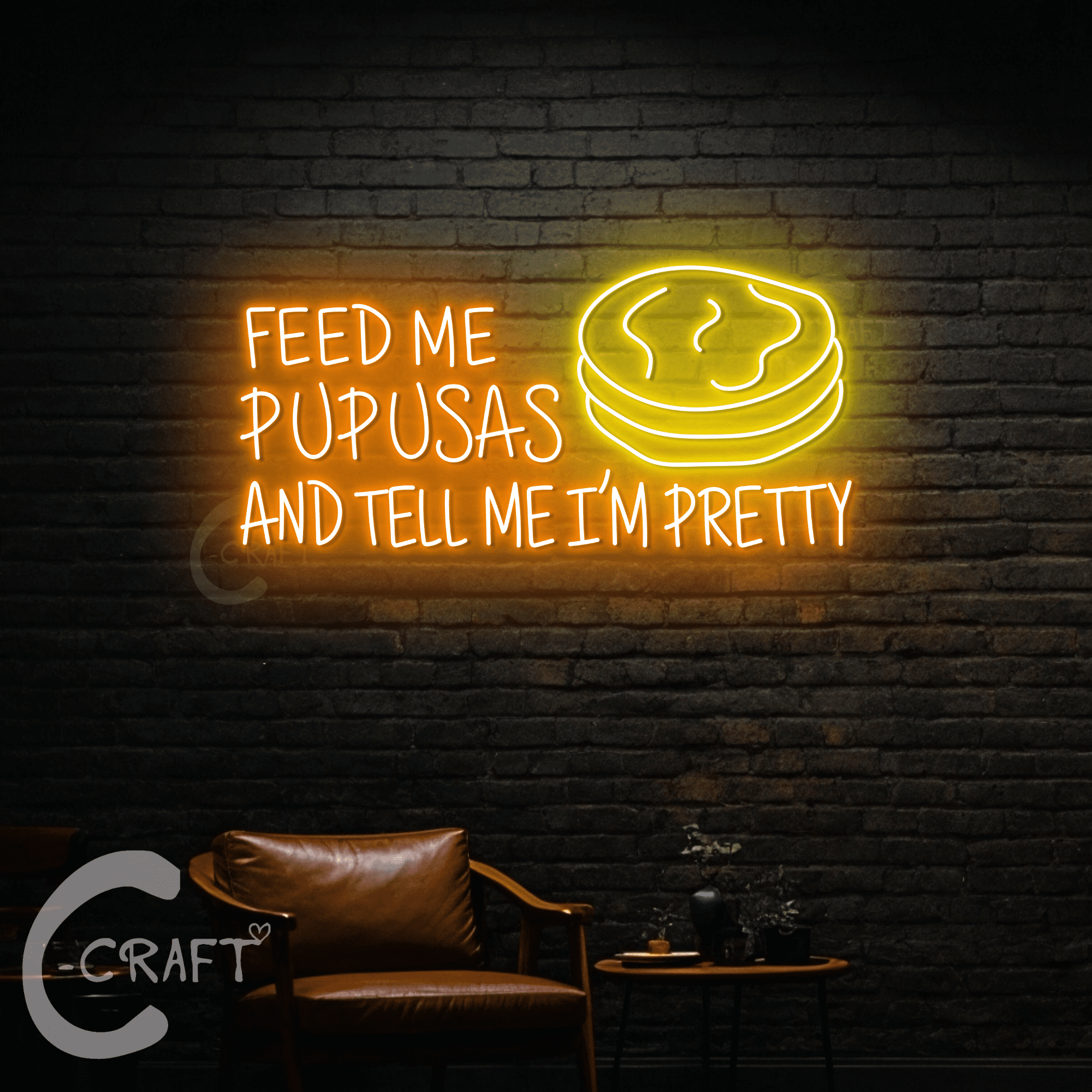 C-CRAFT Pupusas Neon Light Led Sign 25 inch for Pupusas Shop Wall Art ...