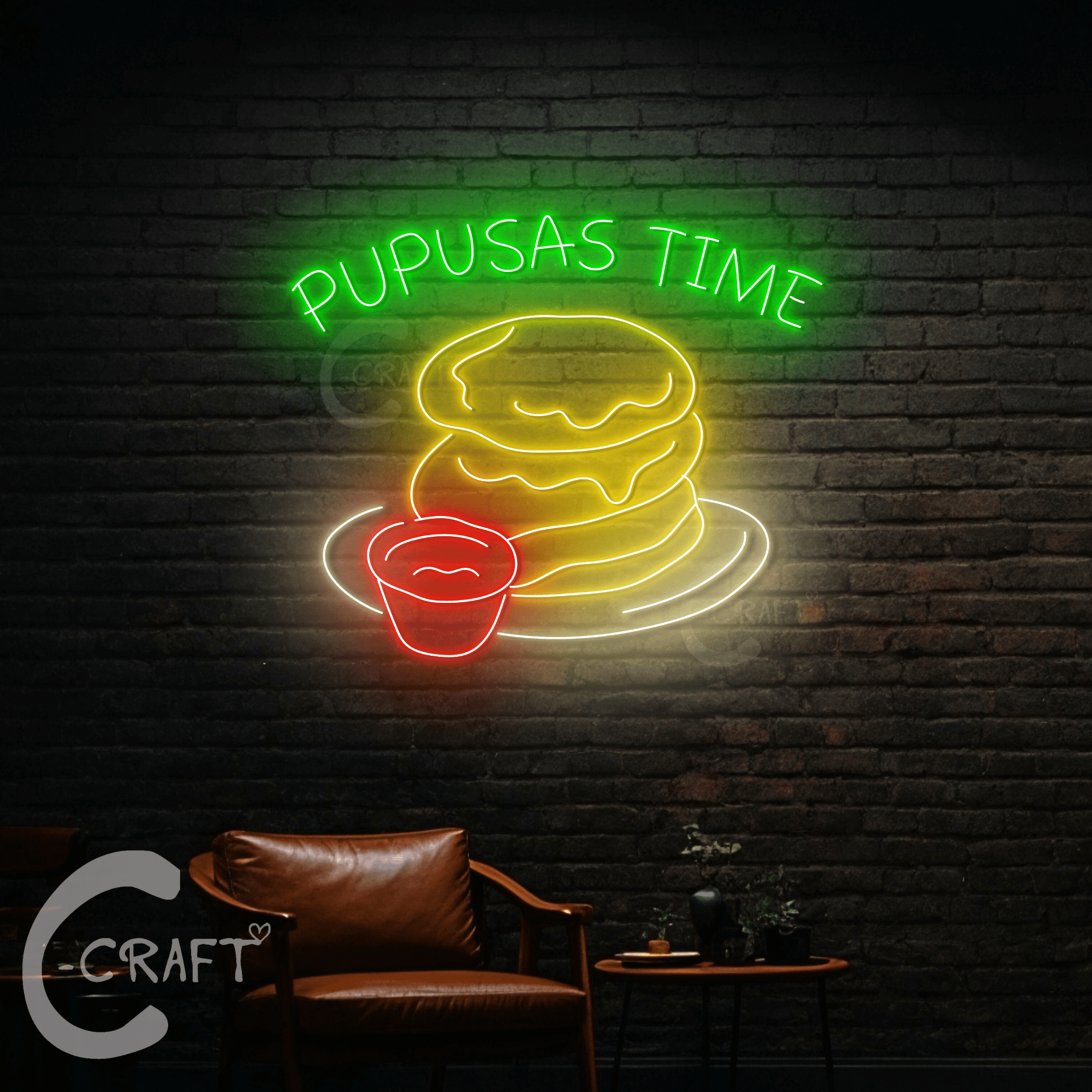 C-CRAFT Pupusas Time Neon Sign Led Light Up 35 inch for Pupusas Store ...