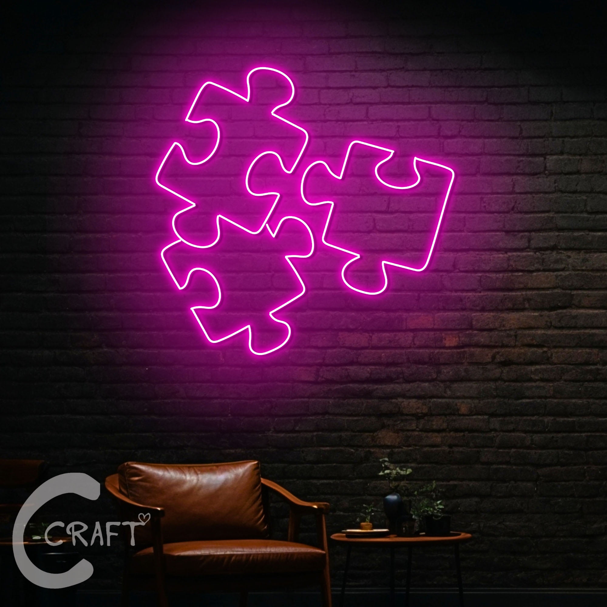 C-CRAFT Puzzle Pieces Neon Led Light Up 40 inch for Puzzles Day Game ...