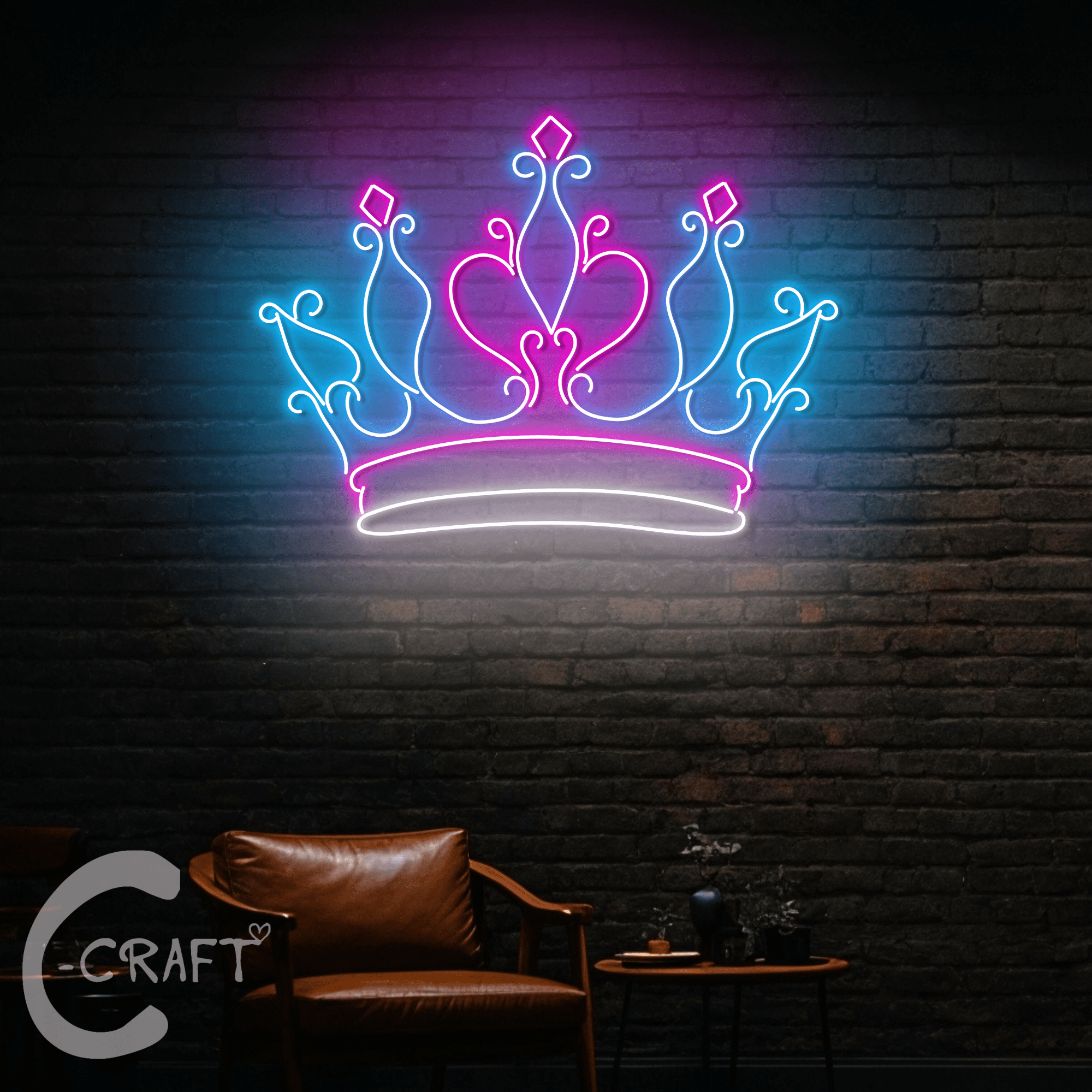 C-CRAFT Queen Crown Neon Led Light Sign 35 inch for Casino Home Bar ...