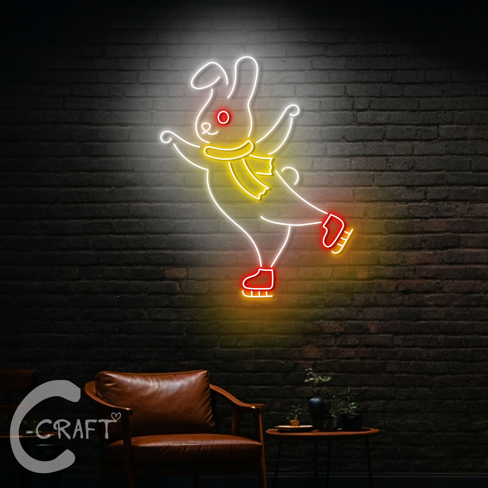 C-CRAFT Rabbit Ice Skating Neon Led Light Up 35 inch for Figure Skating ...