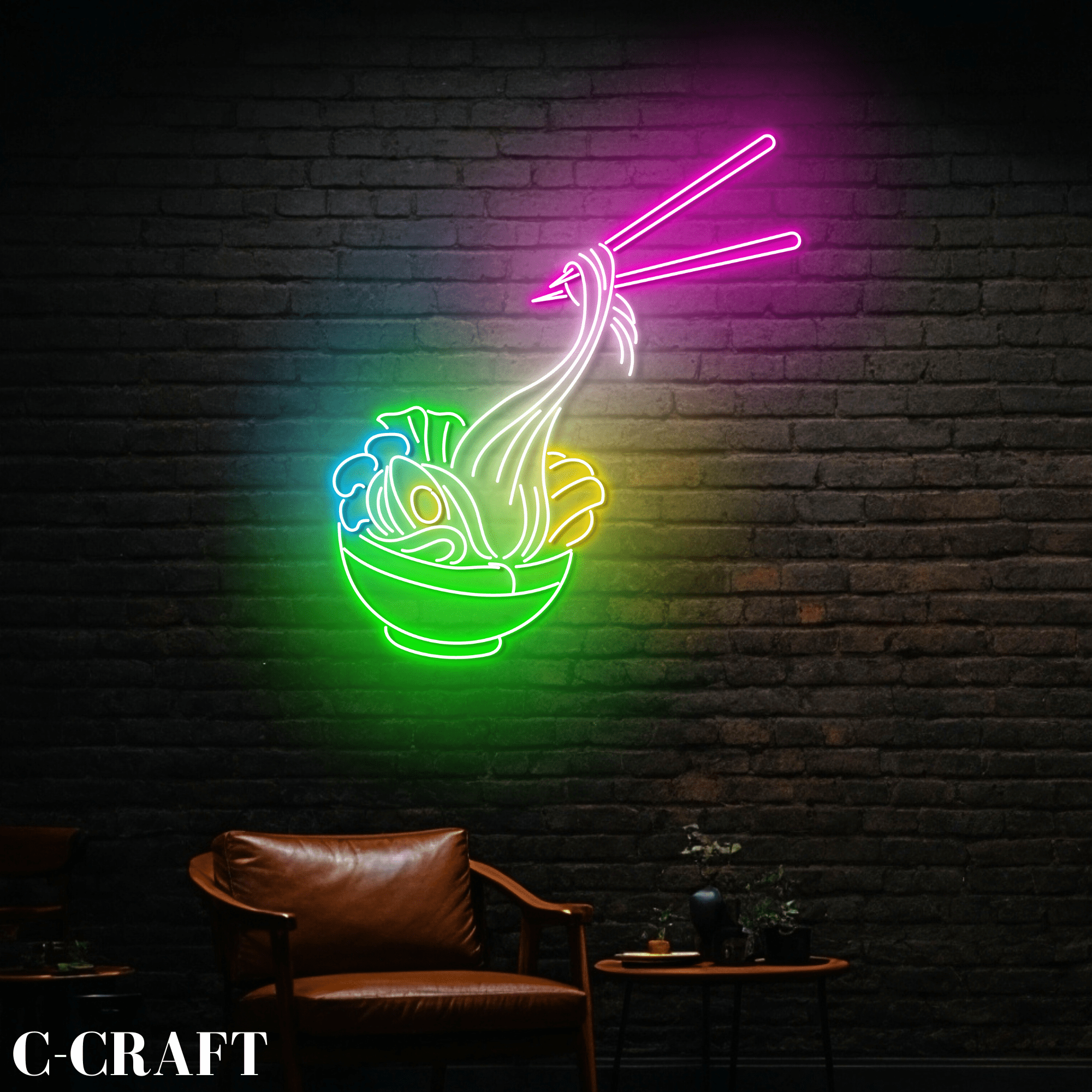 C-CRAFT Ramen Bowl Neon Led Light Wall Art for Ramen Noodles Restaurant ...