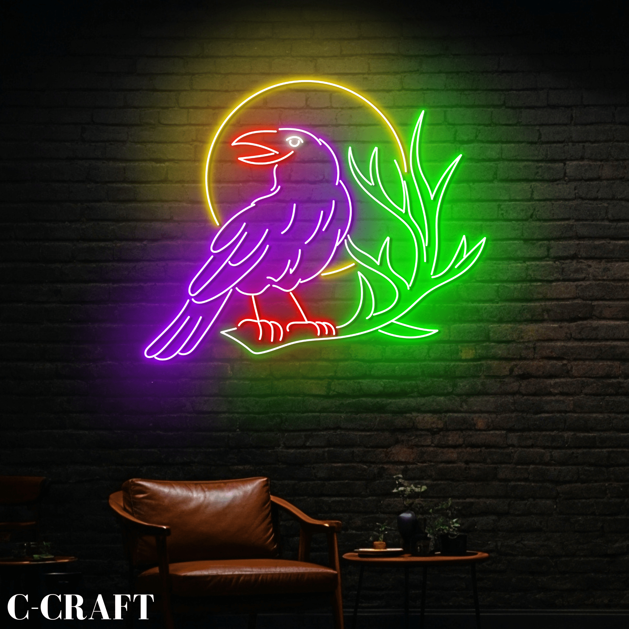 C-CRAFT Raven Moon Neon Led Light for Home Bar Wall Art Decor - Walmart.com