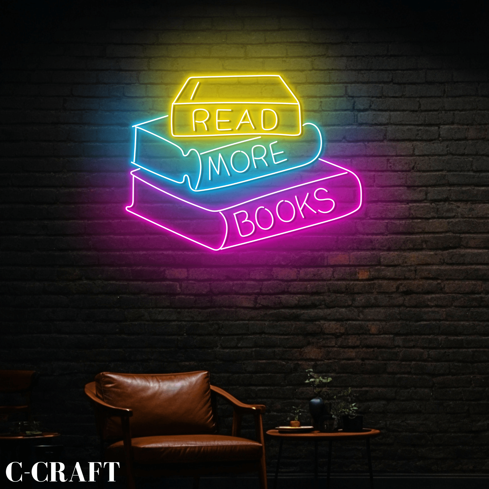 C-CRAFT Read More Books Wall Art Led Light Neon Sign For Book Store ...