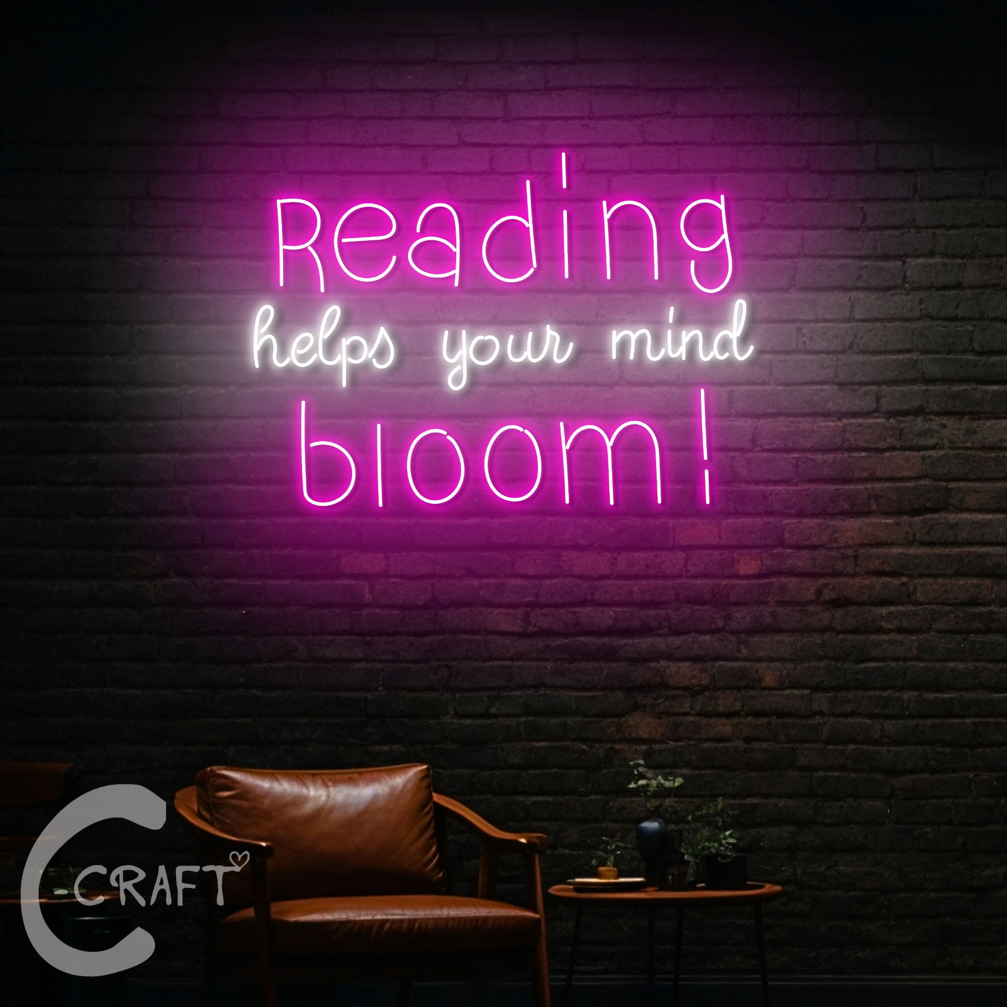 C-CRAFT Reading Helps Your Mind Bloom Neon Led Light Up 20 inch for ...