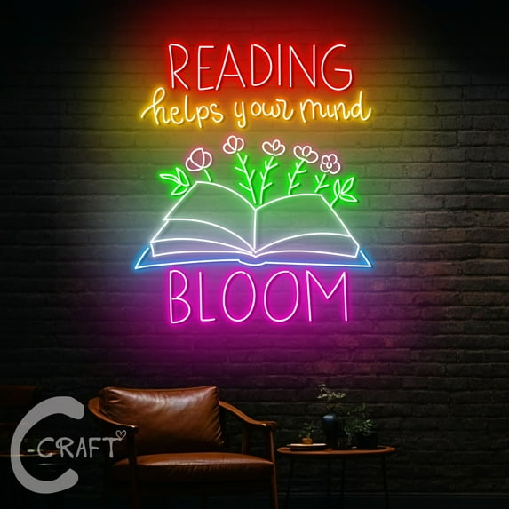 C-CRAFT Reading Helps Your Mind Bloom Neon Led Light Up 38 inch for ...