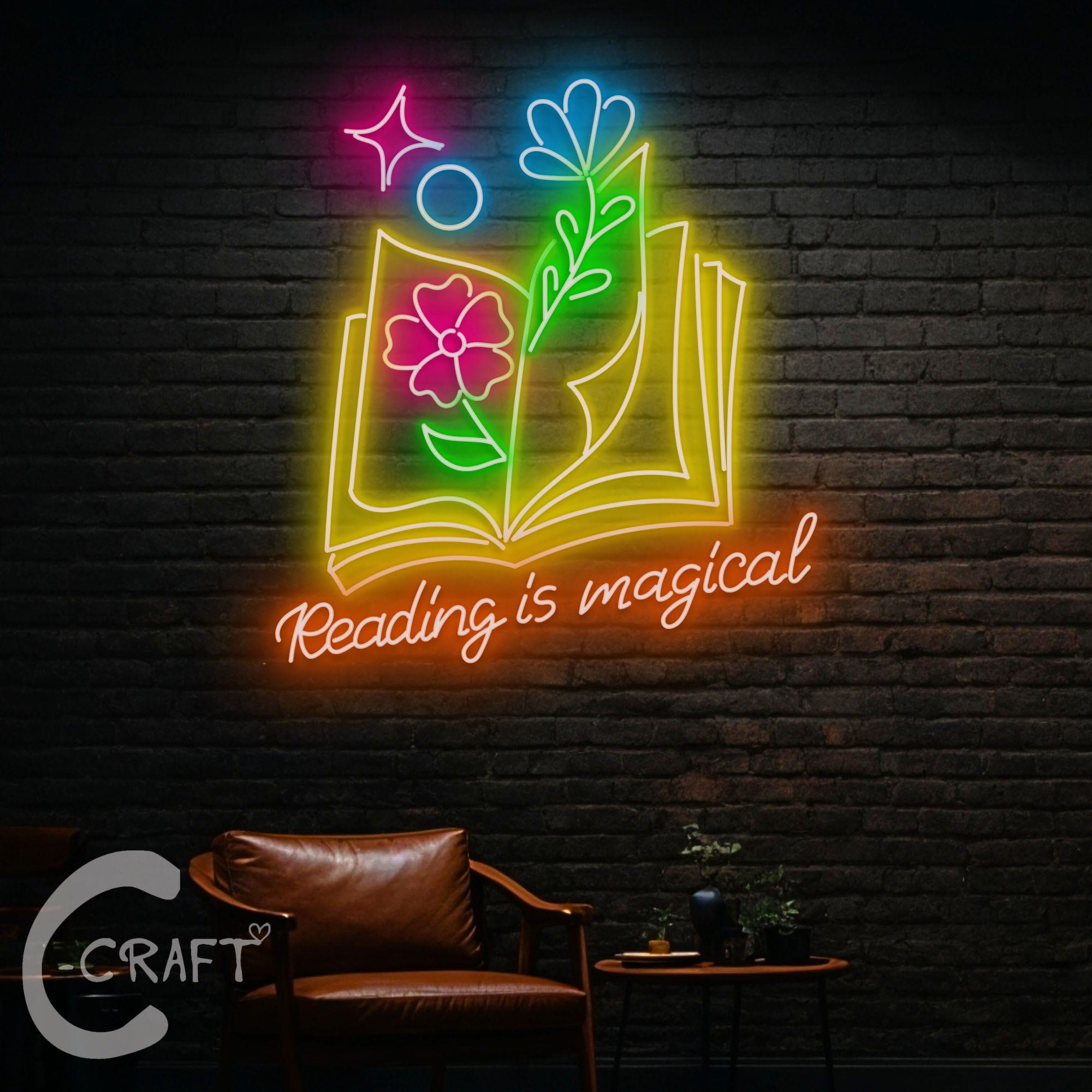 C-CRAFT Reading Is Magical Neon Sign LED Light 23 inch for Book Store ...