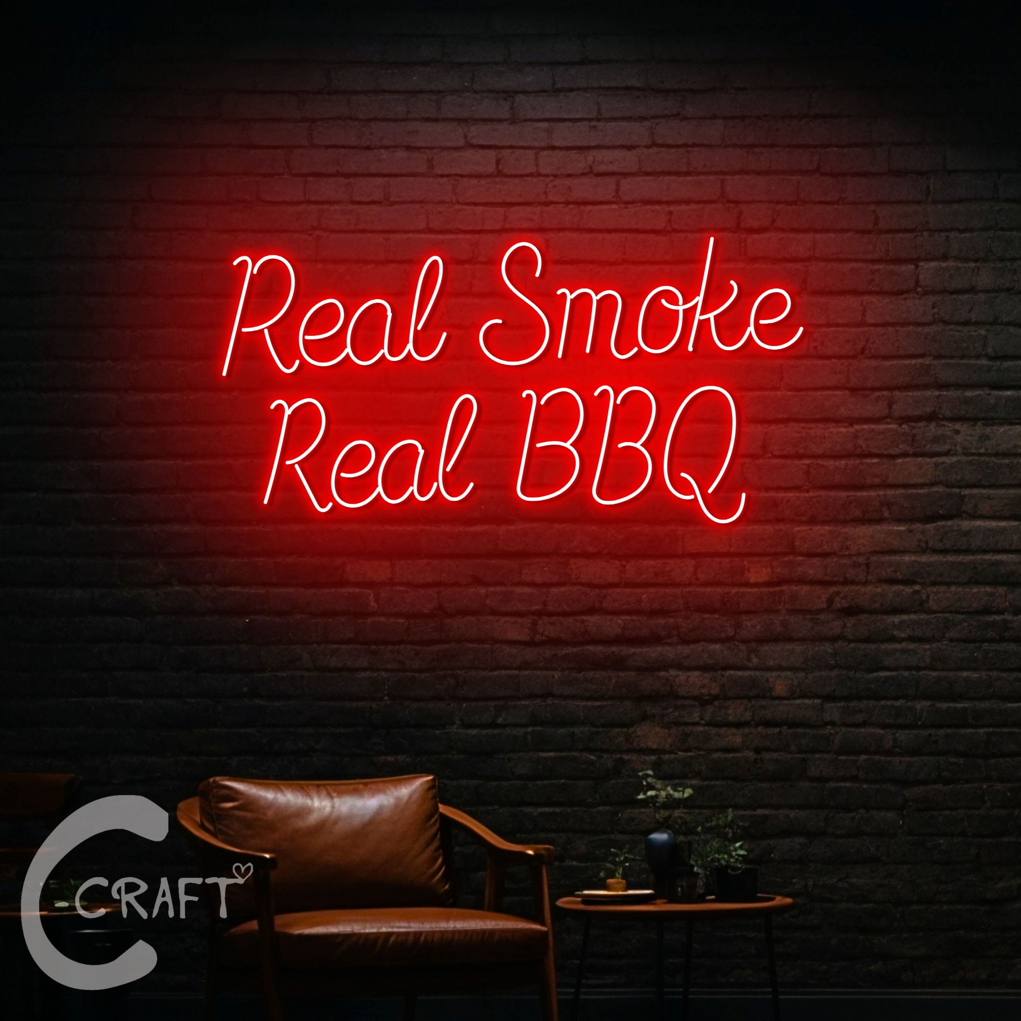 C-CRAFT Real Smoke Real BBQ Neon Led Light Up 18 inch for Barbecue ...