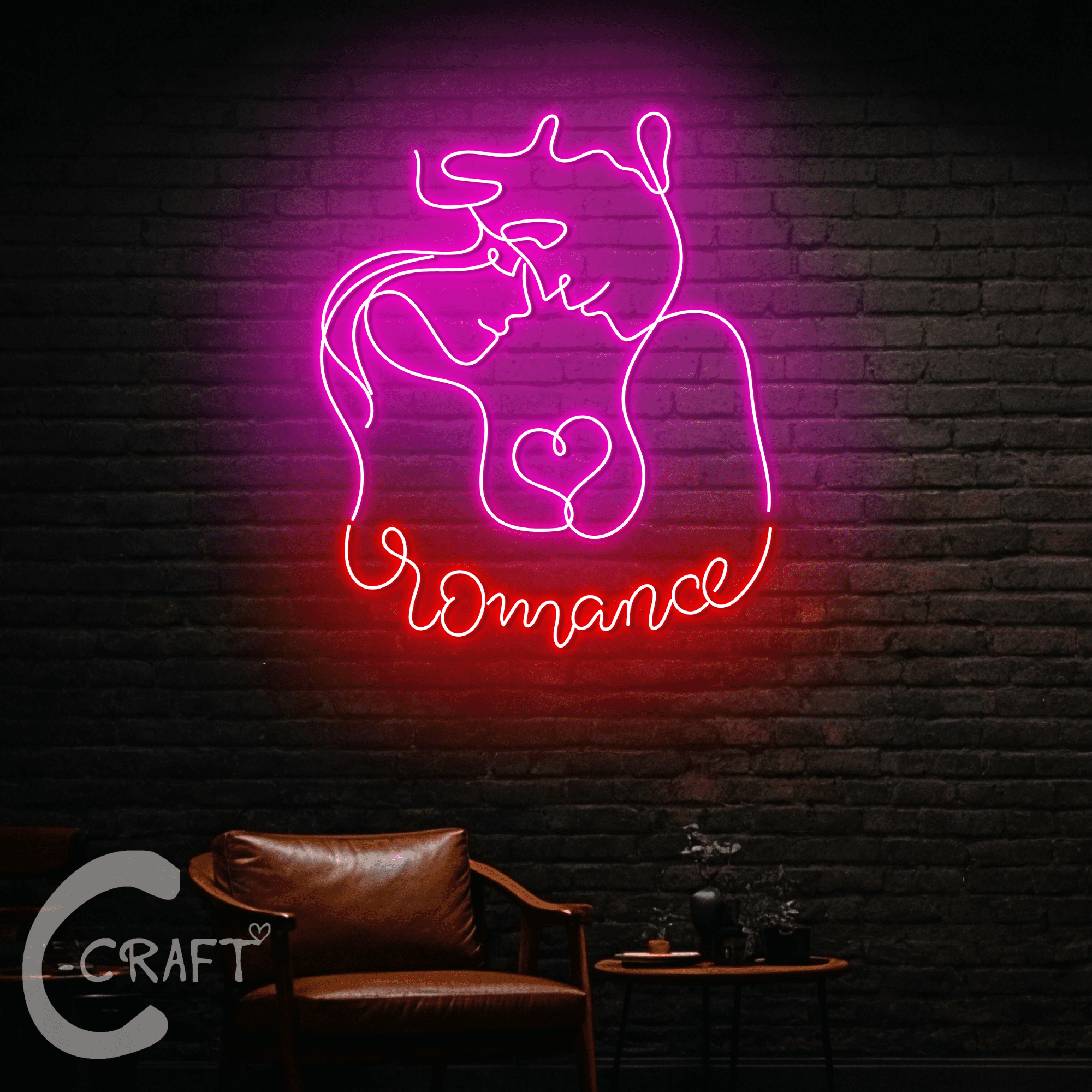 C-CRAFT Romance Couple Face Neon Led Light Up 30 inch for Valentine ...