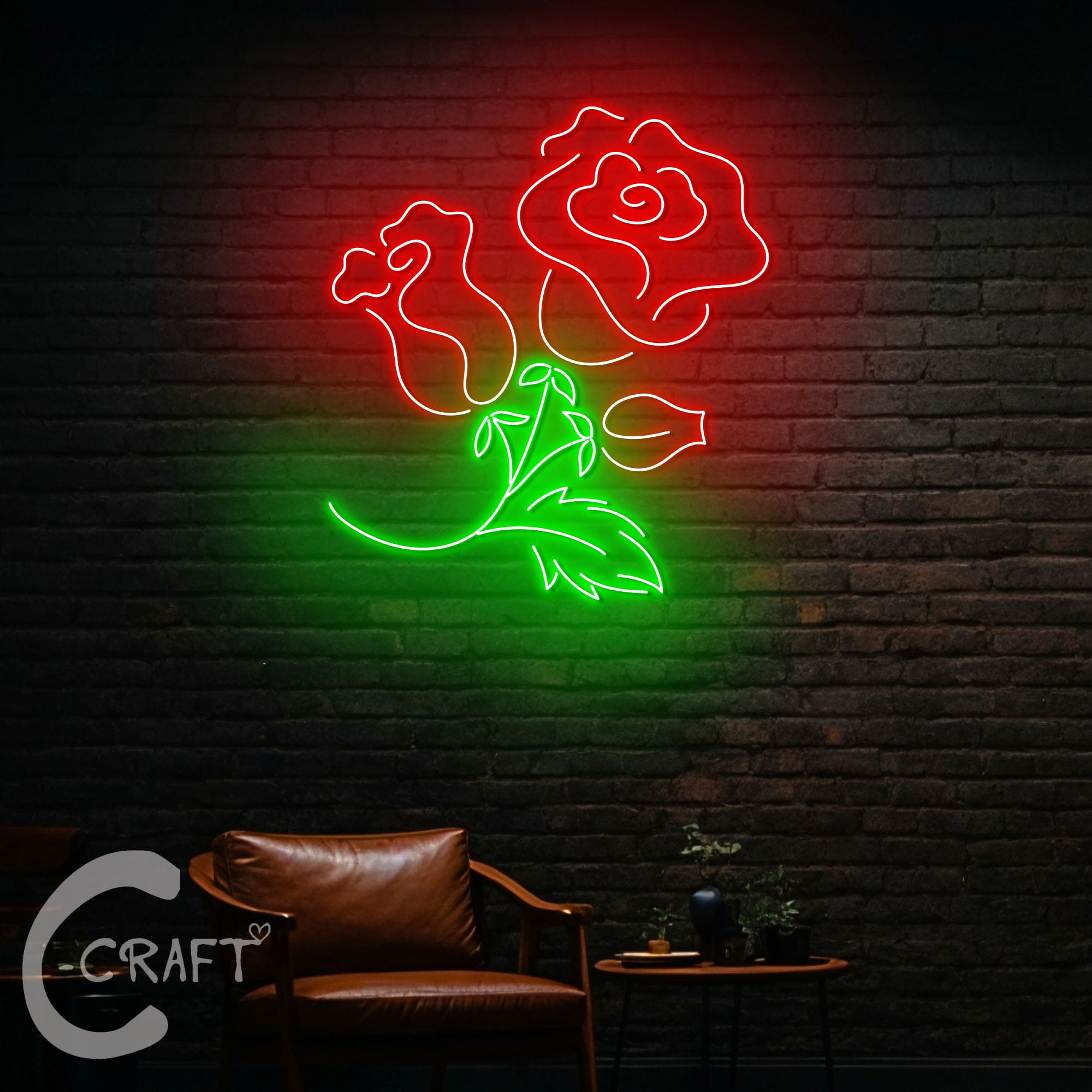 C-CRAFT Rose Bush Neon Led Light Up 35 inch for Rose Flower Shop ...