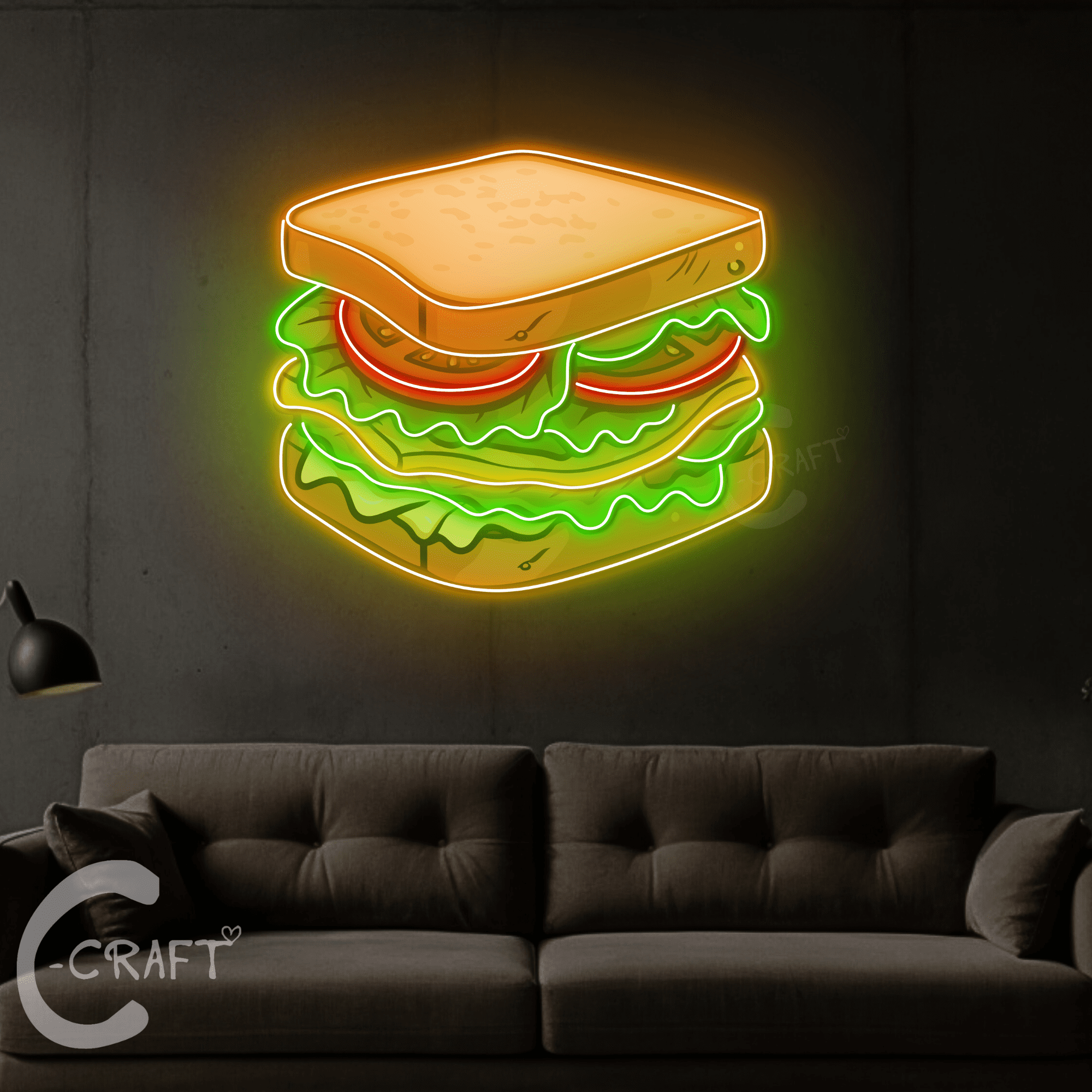 C-CRAFT Sandwich Led Light Neon Sign 18 inch for Sandwich Bakery Shop ...