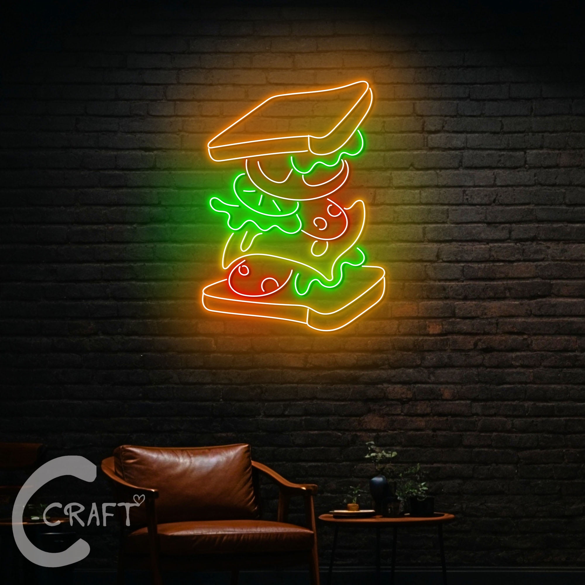 C-CRAFT Sandwich Led Light Up 38 inch for Sandwich Shop Bakery Wall ...