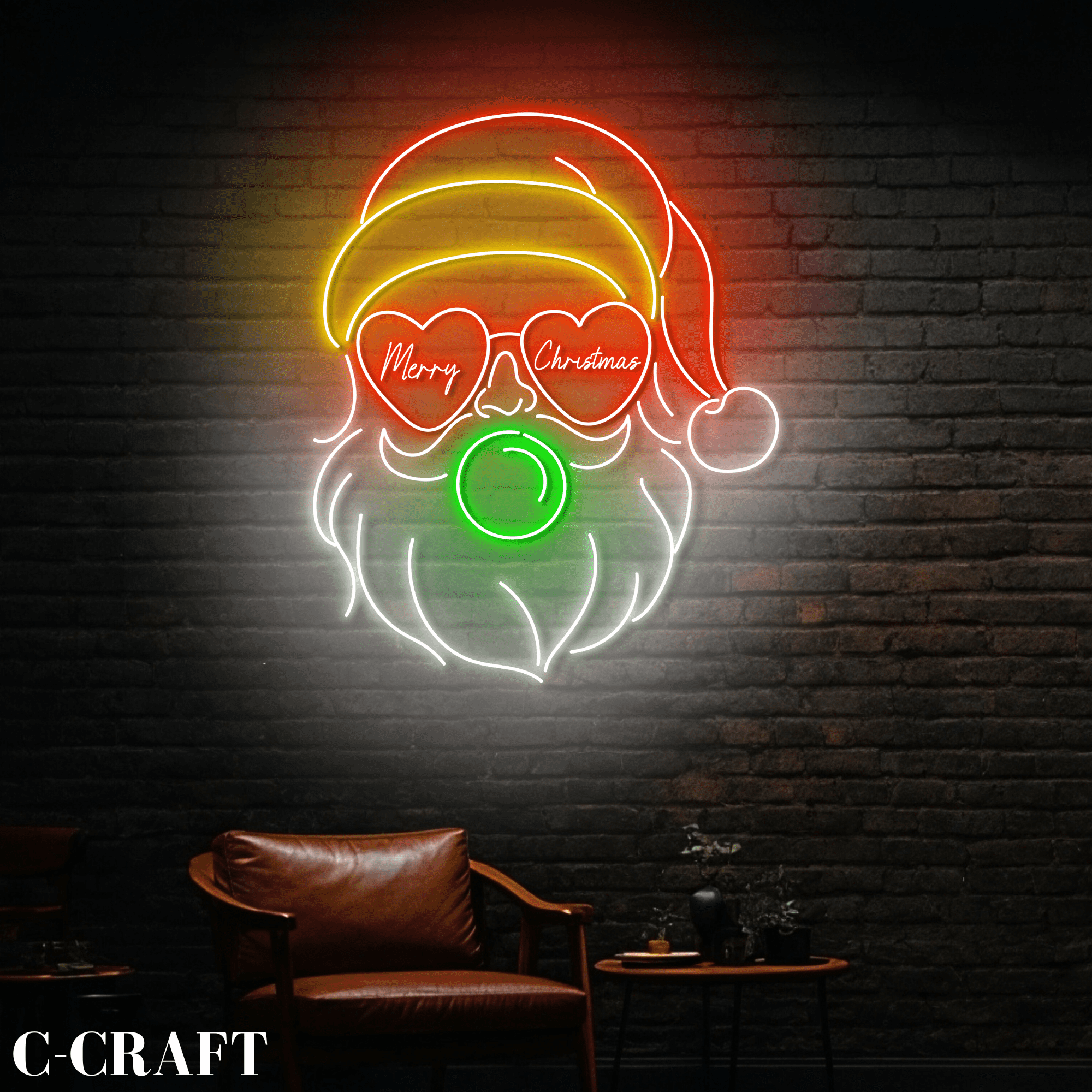 C-CRAFT Santa Blow Bubble Neon Led Light Sign for Christmas Party Wall ...