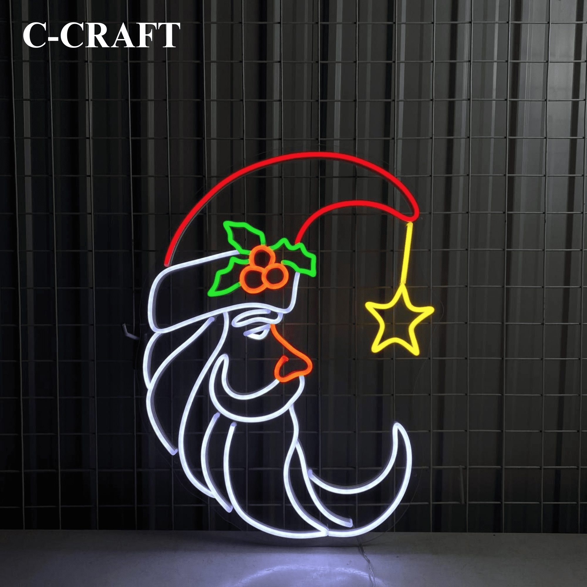 C-CRAFT Santa Crescent Moon Christmas Neon Sign LED Light 25 inch for Wall Decor - Walmart.com