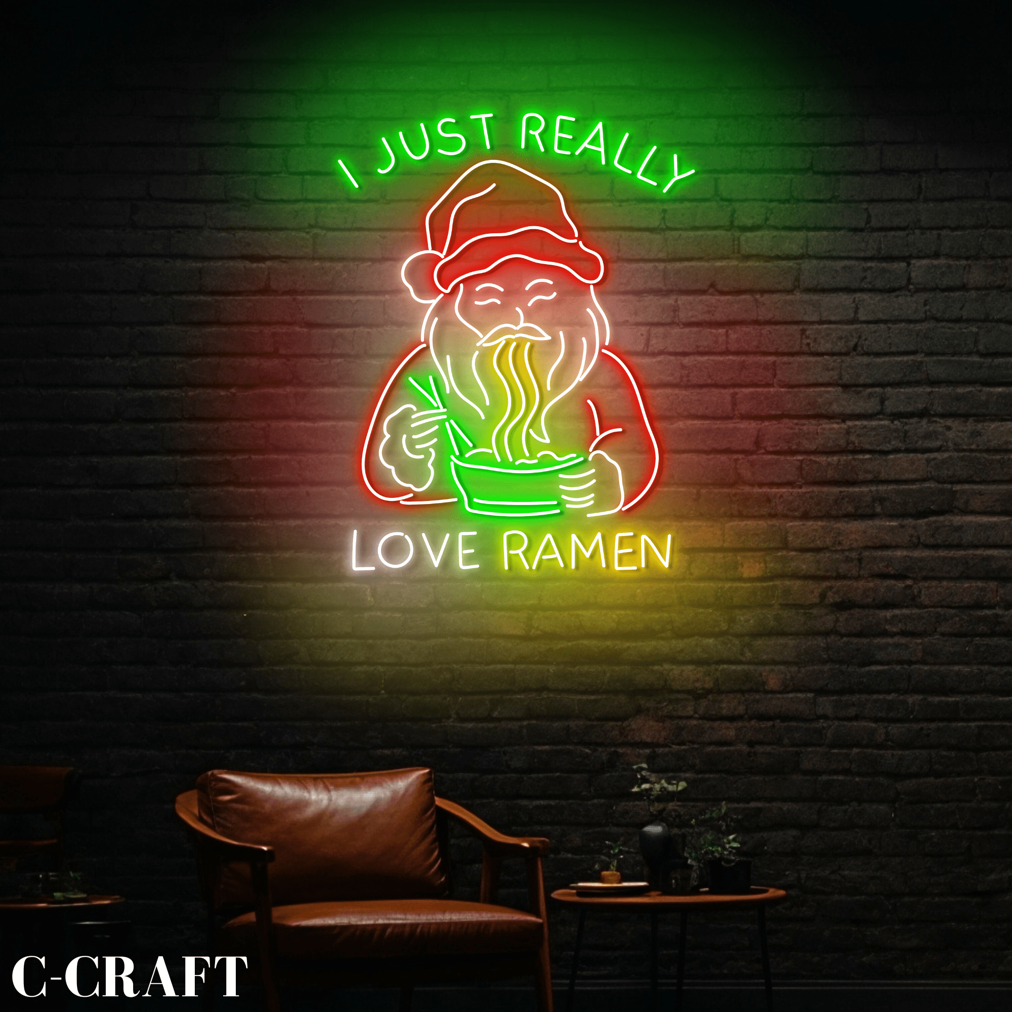 C-CRAFT Santa Eat Ramen Christmas Neon Sign LED Light Acrylic Wall ...