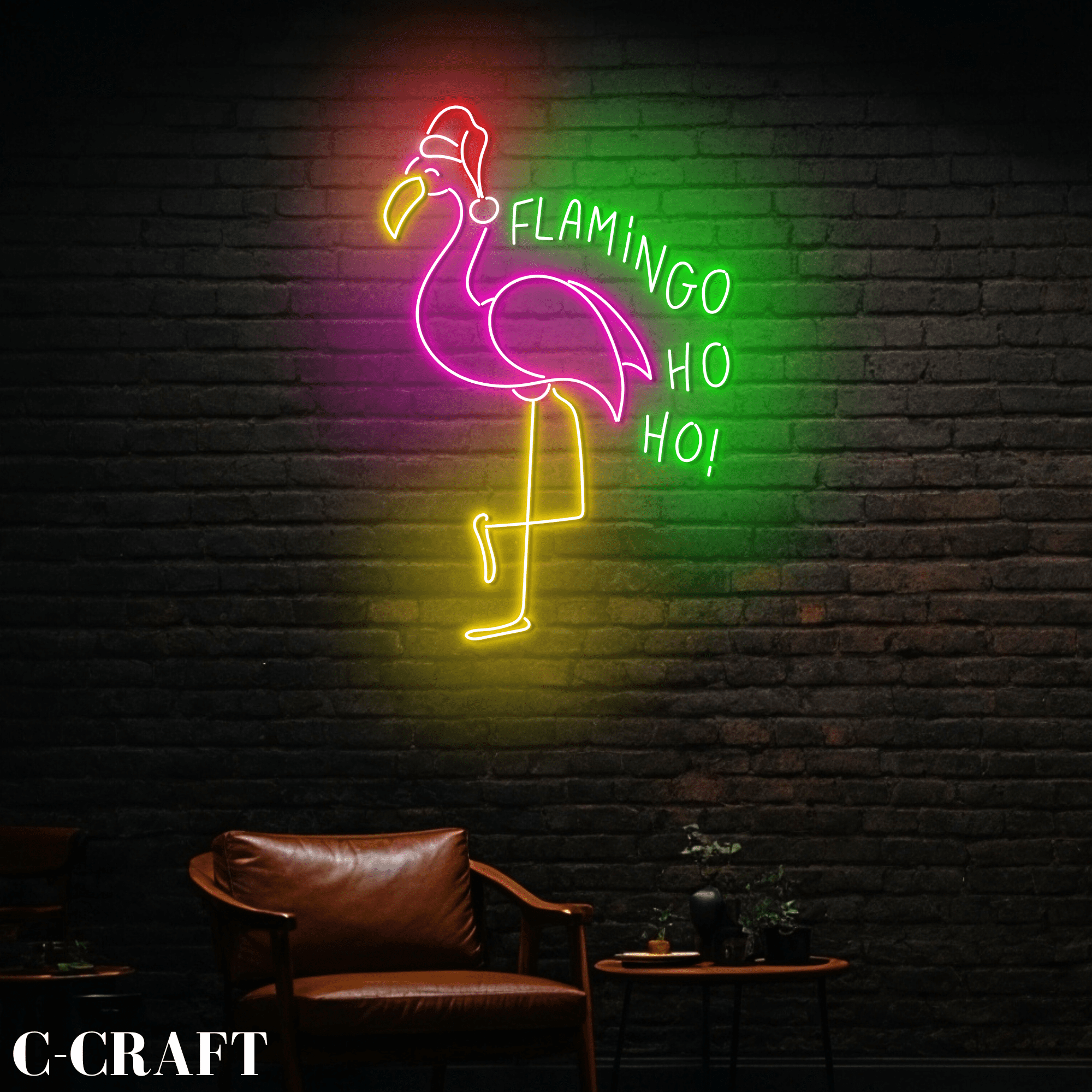 C-CRAFT Santa Flamingo Hohoho Christmas Neon Led Light Wall Art for ...