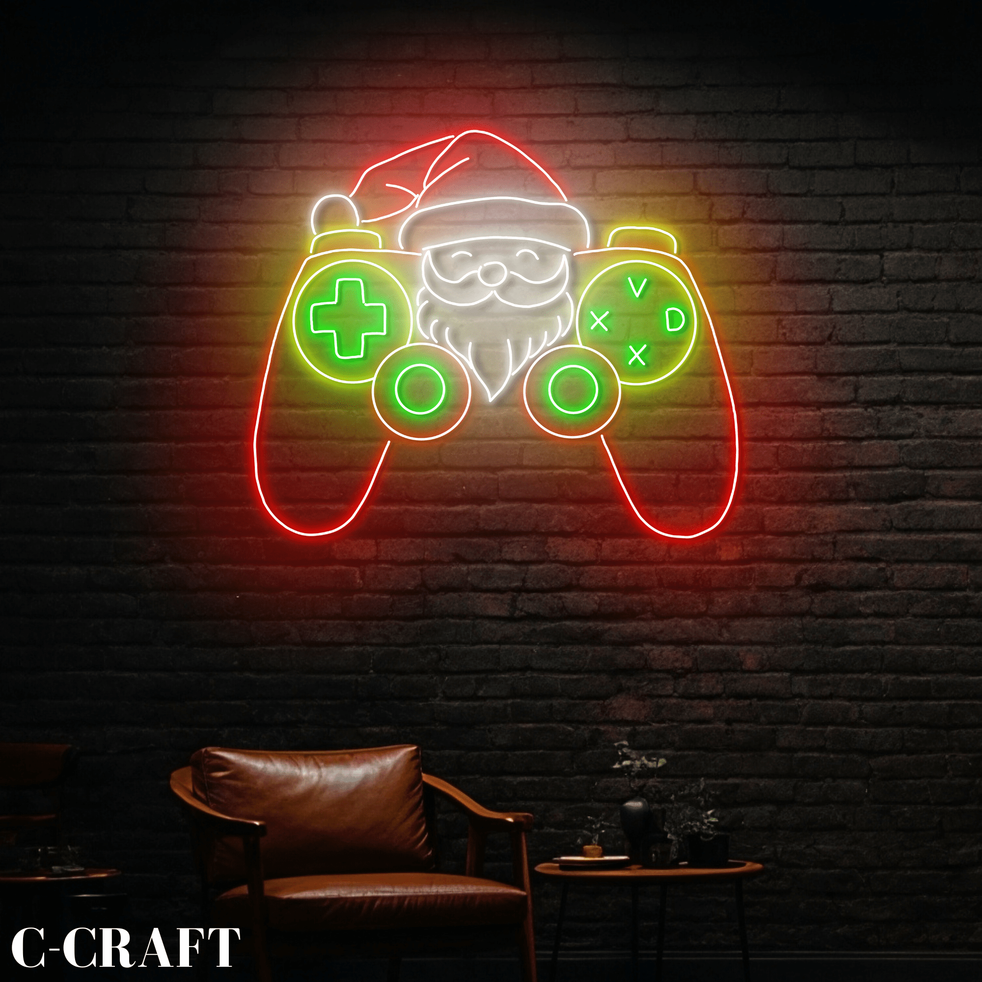 C-CRAFT Santa Game Controller Neon Led Light Sign for Game Club ...