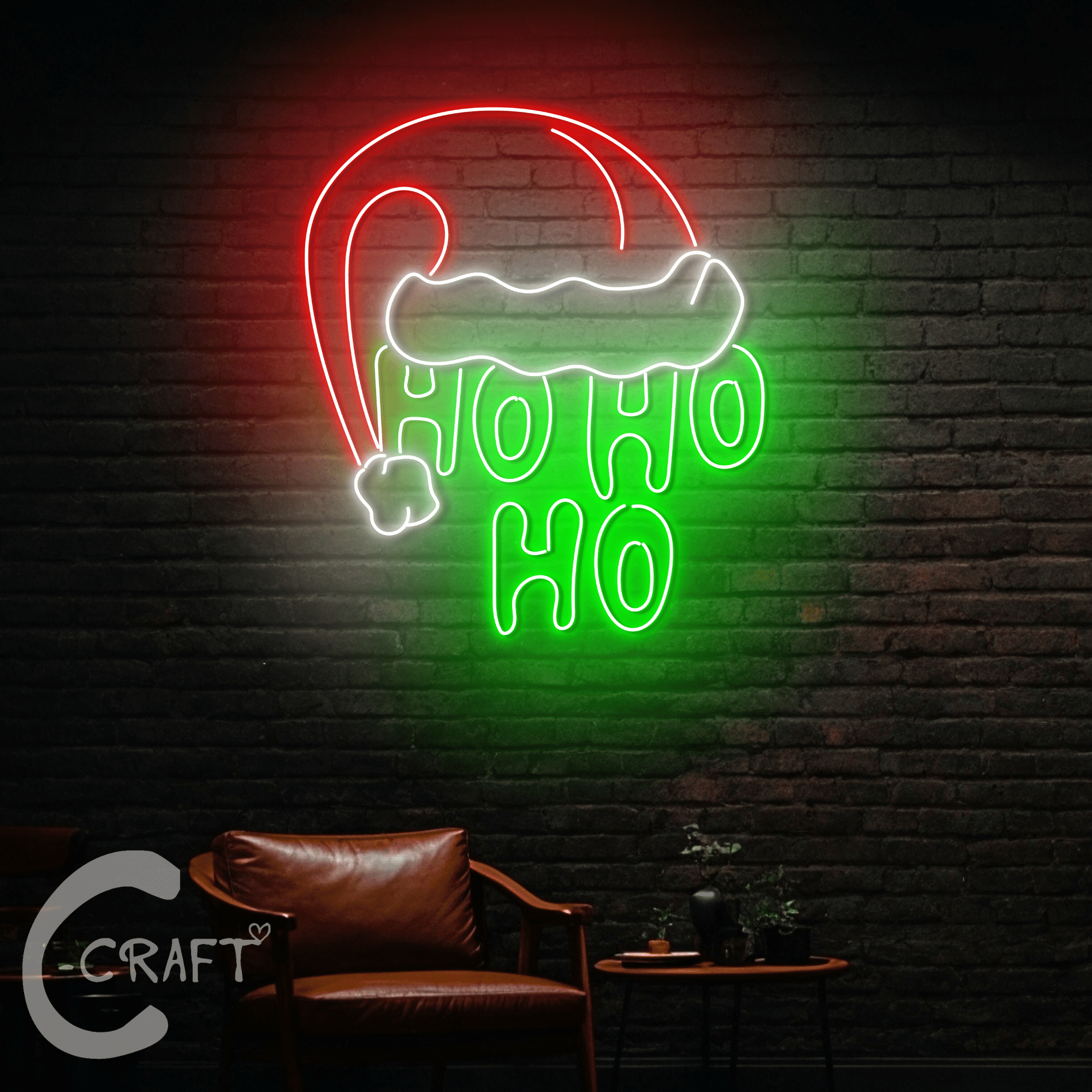 C-CRAFT Santa Hat Hohoho Neon Sign LED Light 40 inch for Christmas ...