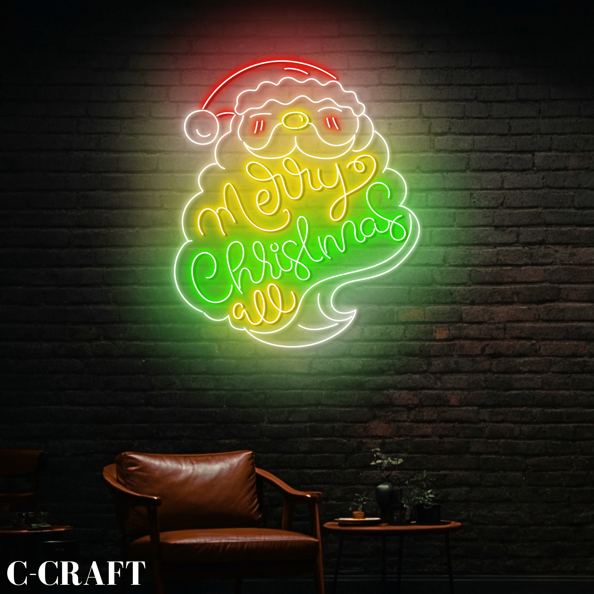 C-CRAFT Santa Merry Christmas All Neon Sign Led Light Sign Wall Art for ...