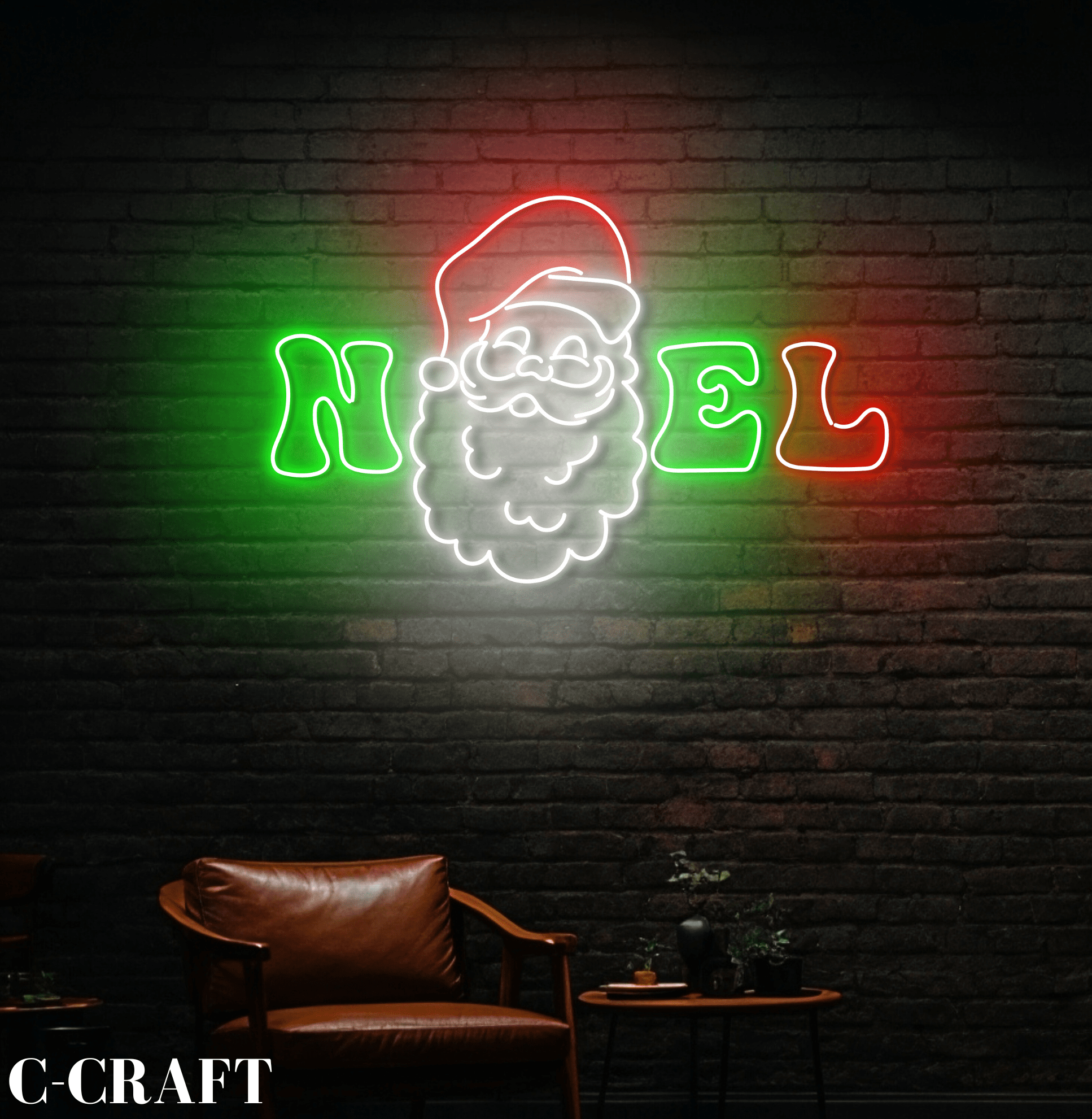 C-CRAFT Santa Noel Christmas Neon Sign Wall Decor LED Light Decorations ...