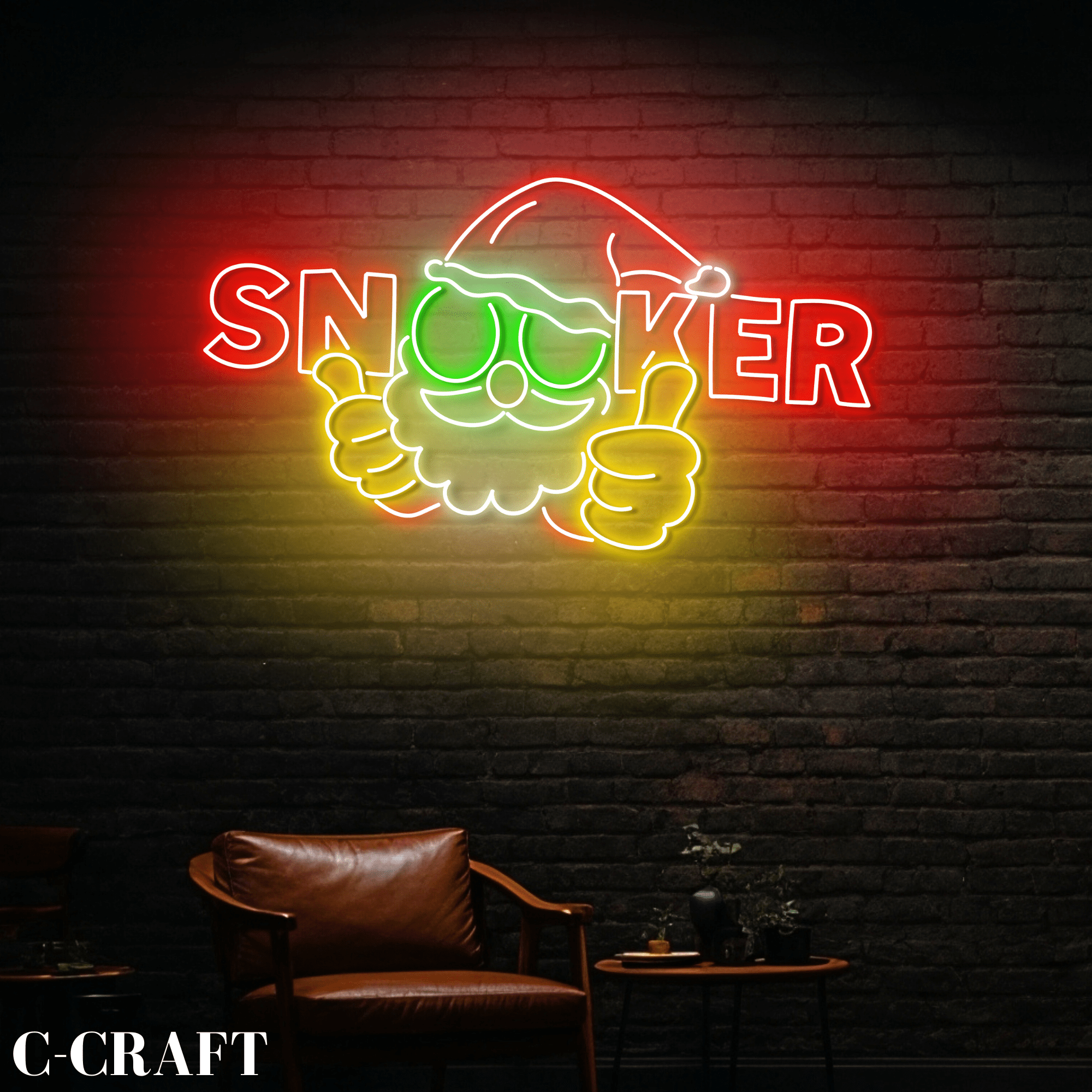 C-CRAFT Santa Snooker Christmas Wall Art Led Light Neon Sign For ...
