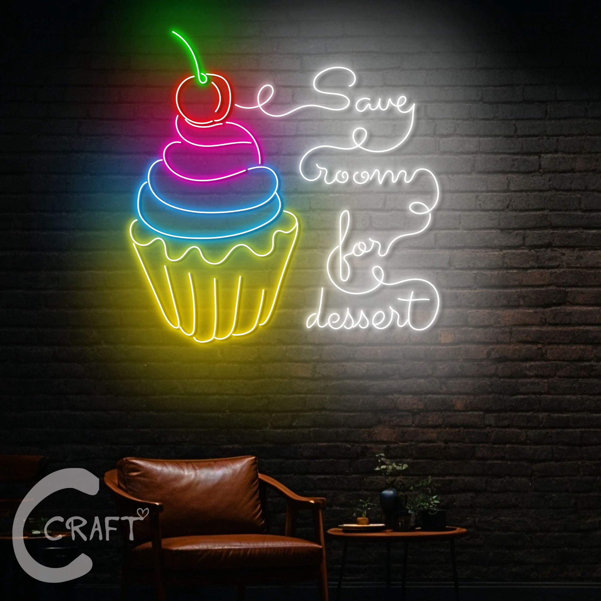 C-CRAFT Save Room For Dessert Neon Led Light Up 35 inch for Dessert ...