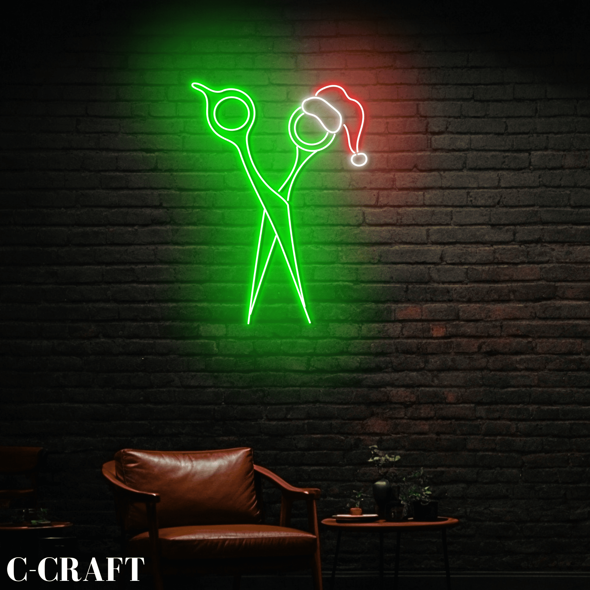 C-CRAFT Scissor Christmas Neon Sign LED Light Acrylic Wall Decoration ...