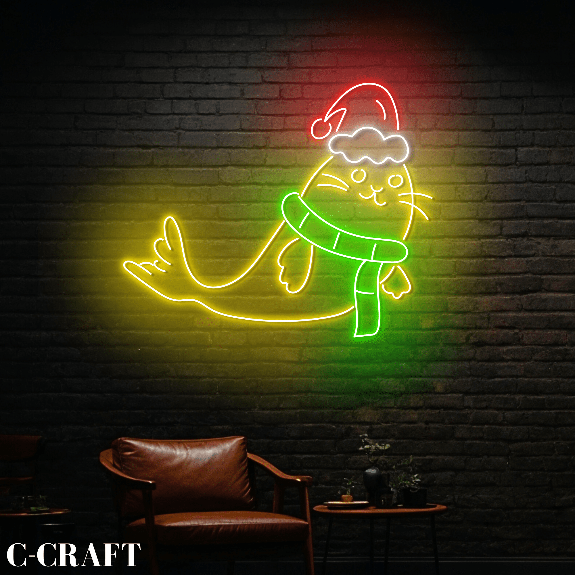 C-CRAFT Seal Christmas Neon Led Light Wall Art for Christmas Party Home ...