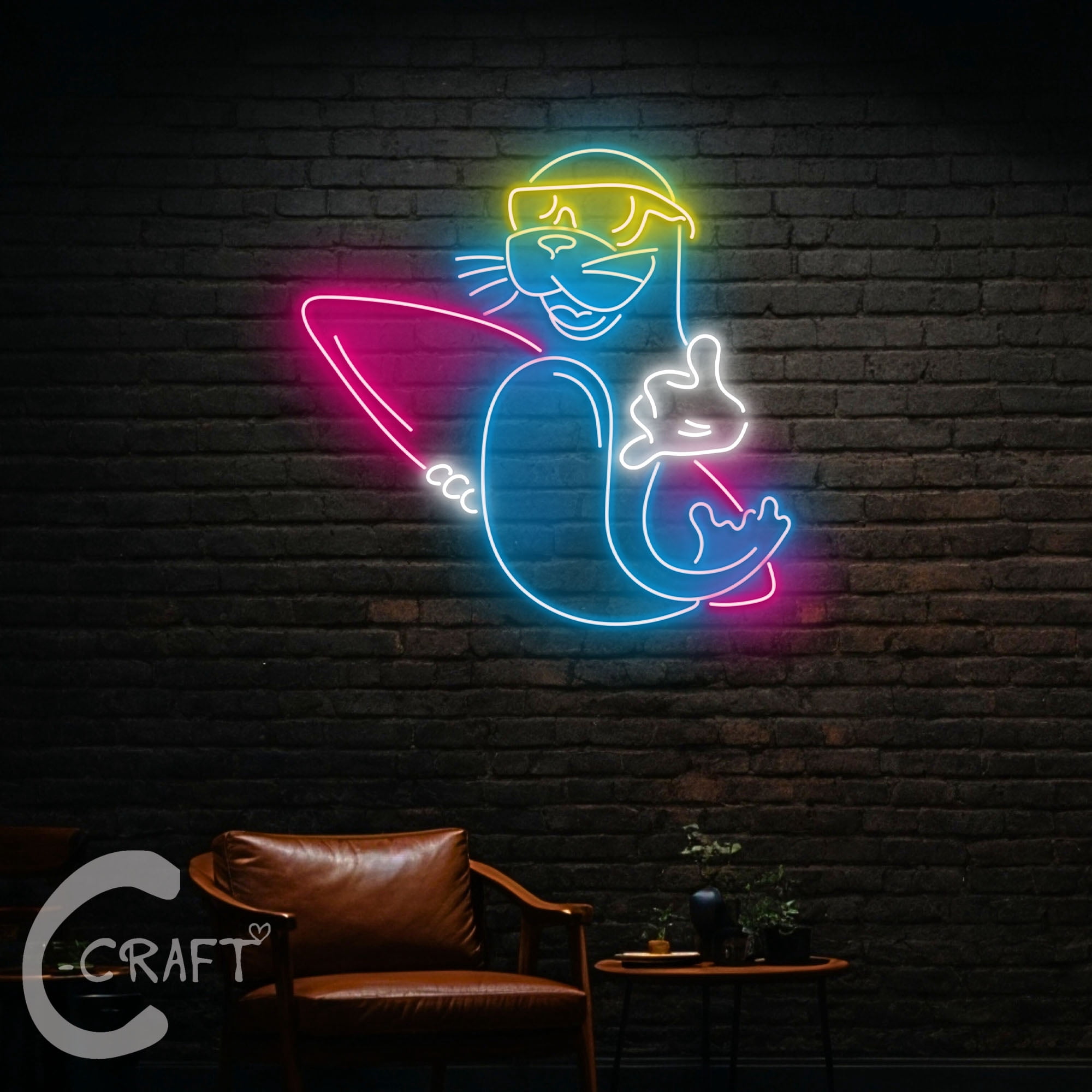 C-CRAFT Seal Surfing Neon Sign LED Light 27 inch for Surf Store Kid ...