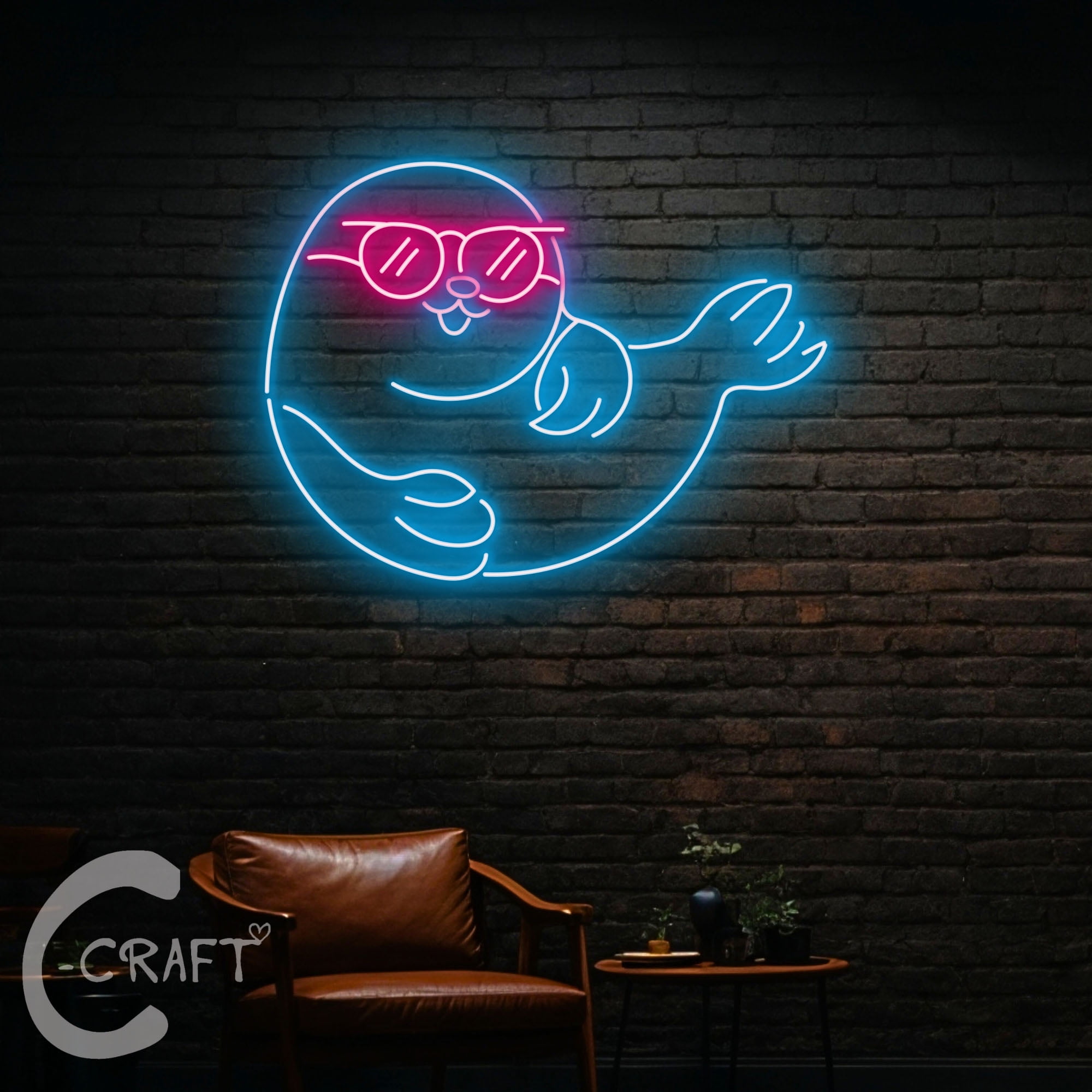C-CRAFT Seal with Sunglasses Neon Sign LED Light 33 inch for Kid ...