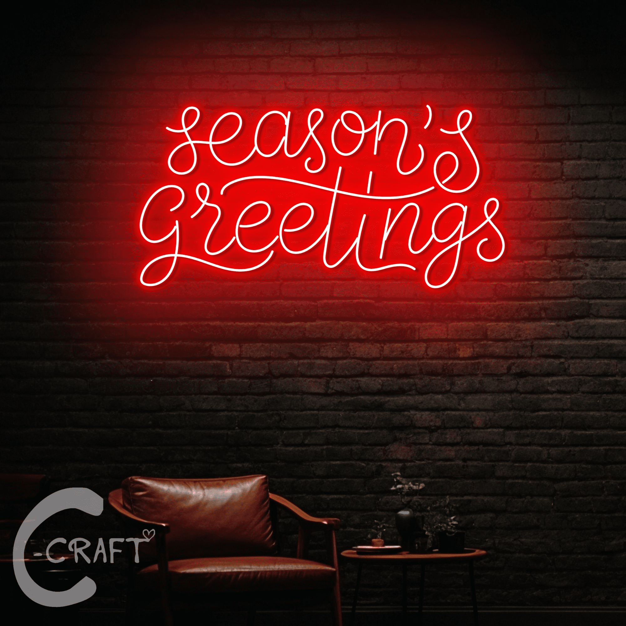 C-CRAFT Season's Greetings Neon Led Light Up 20 inch for Christmas ...