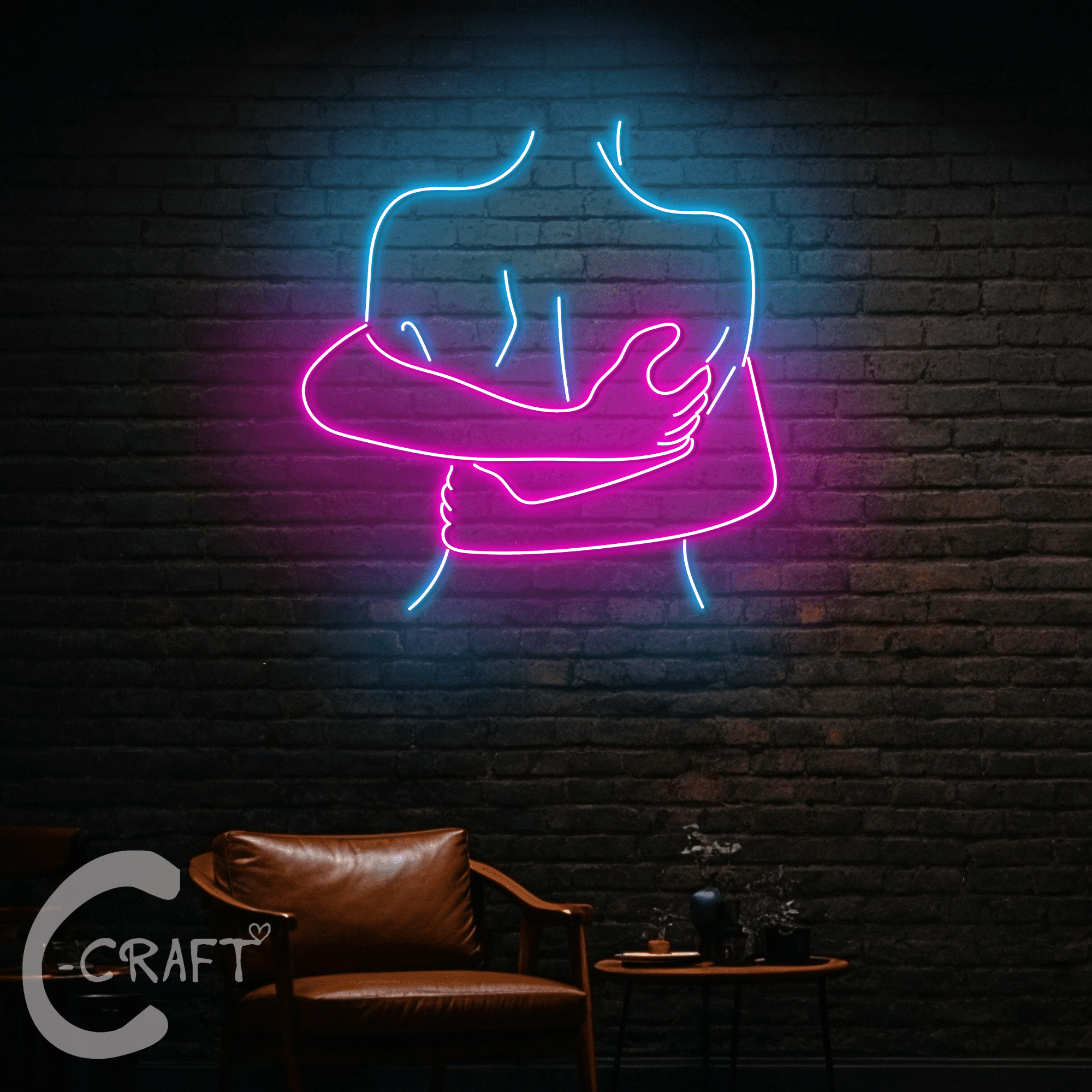 C-CRAFT Sexy Couple Cuddling Neon Led Light Up 30 inch for Bedroom ...