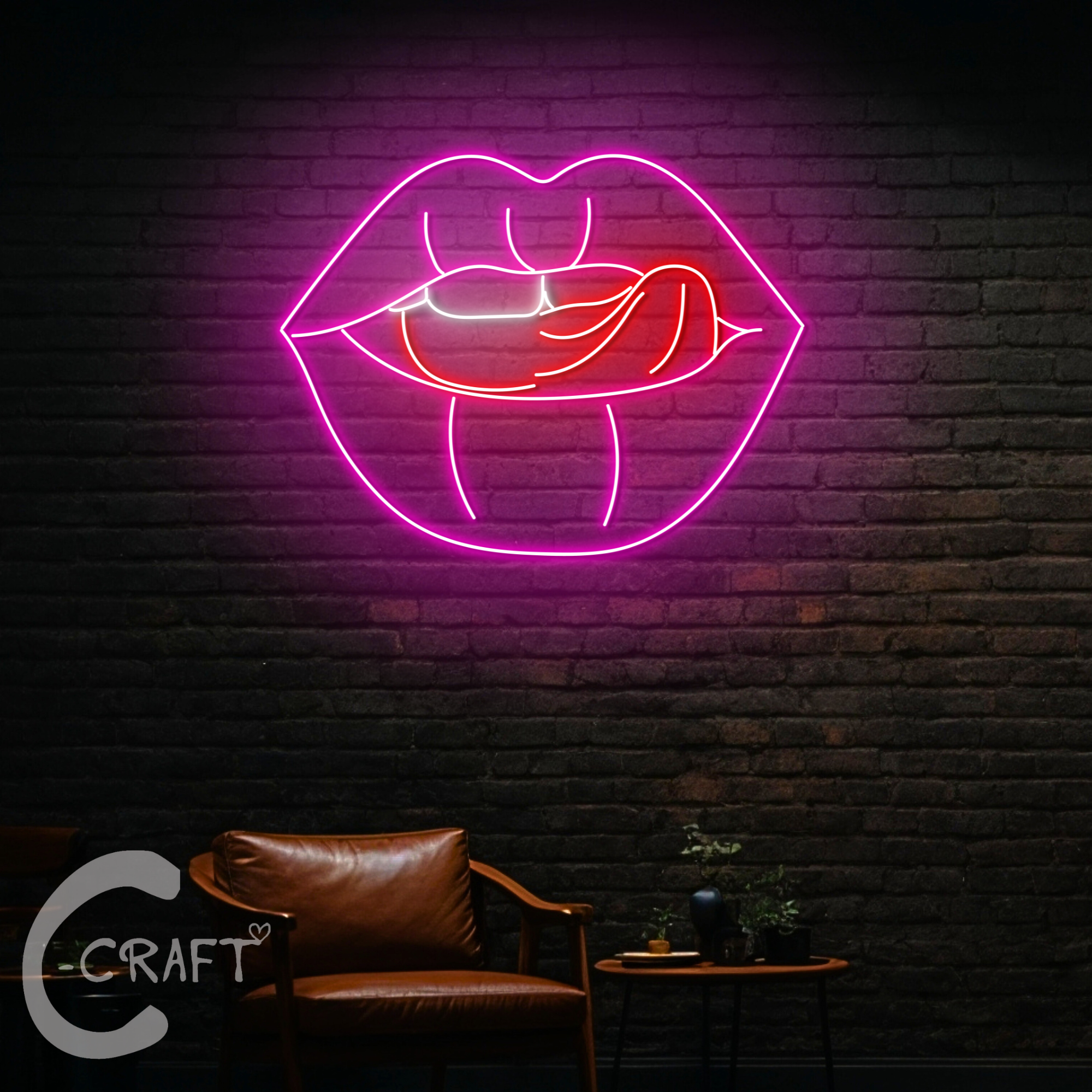 C-CRAFT Sexy Lips Neon Led Light Up 18 inch for Food Restaurant Home ...