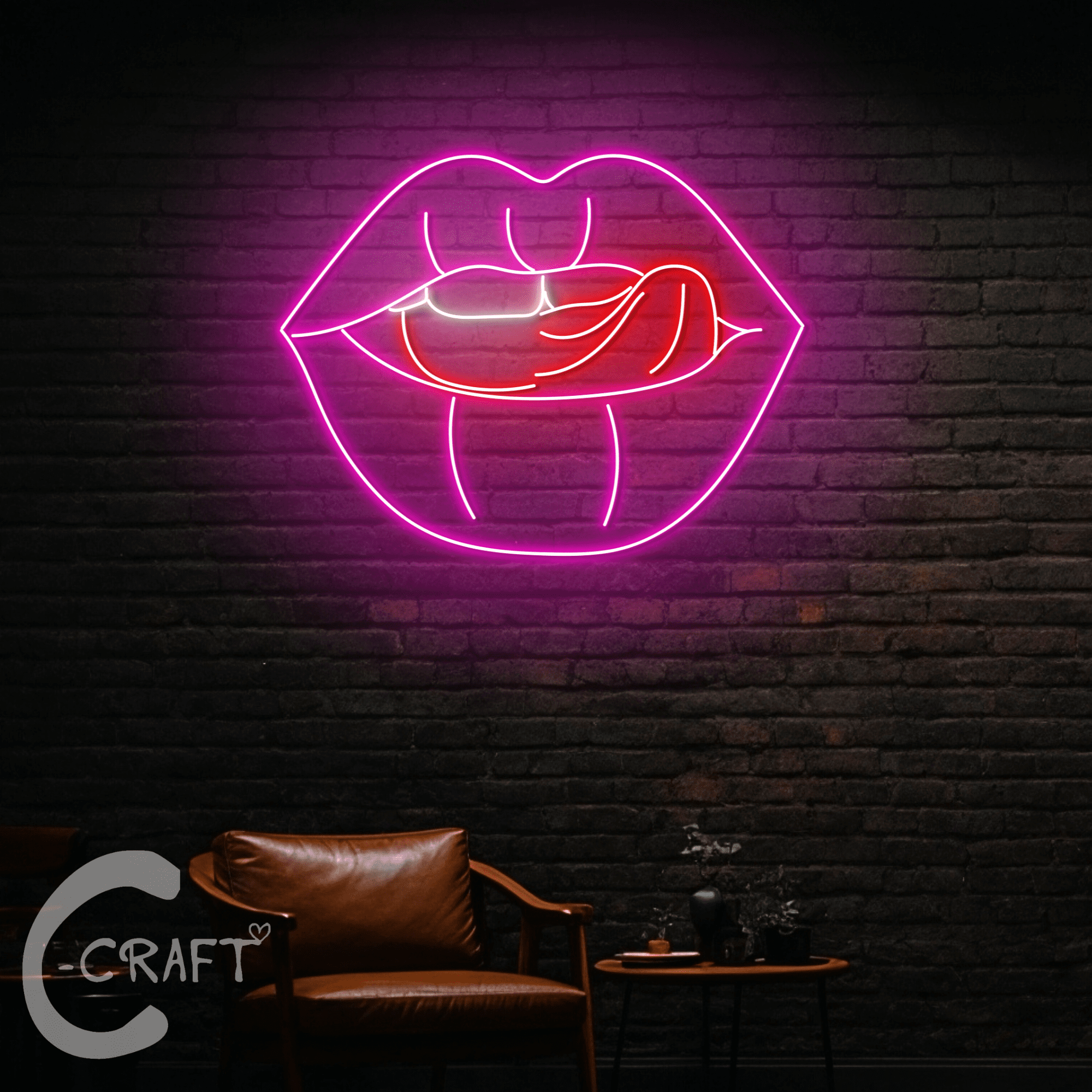 C-CRAFT Sexy Lips Neon Led Light Up 40 inch for Food Restaurant Home ...