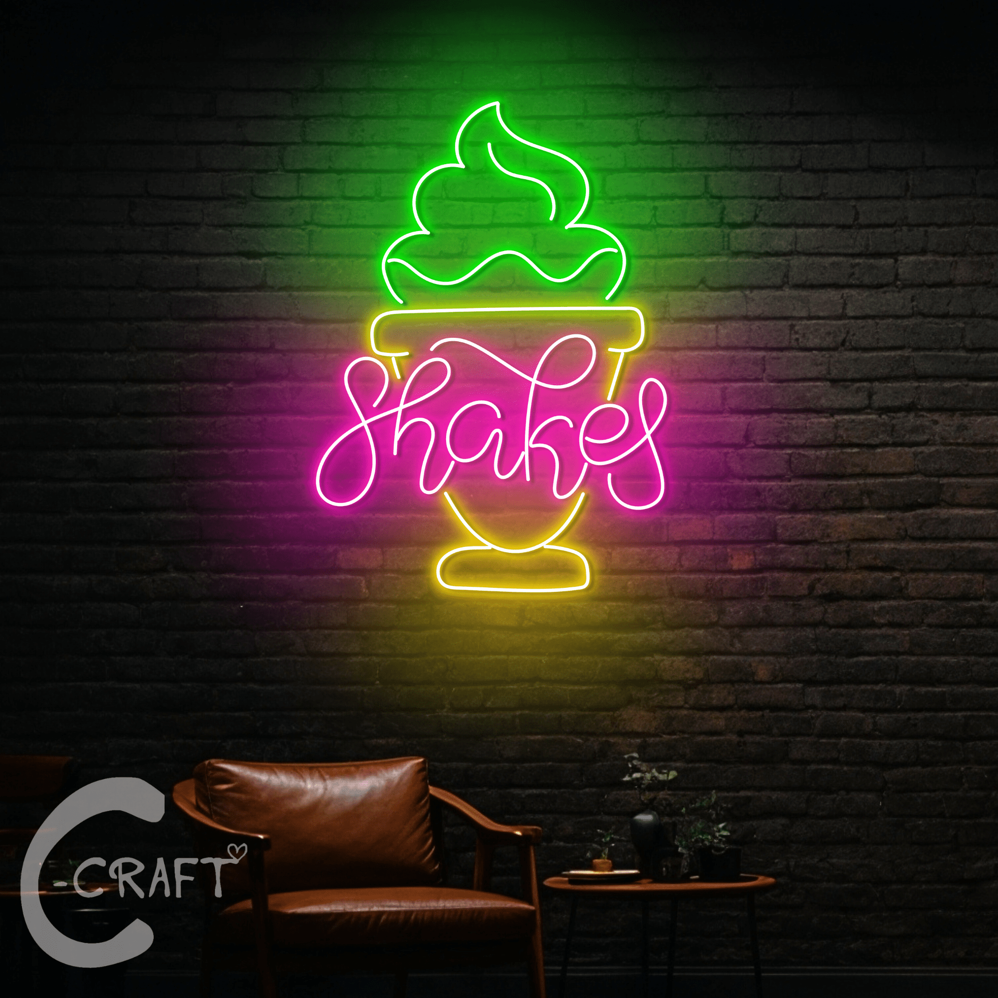 C-CRAFT Shakes Neon Led Light Up 40 inch for Dessert Milkshake Shop ...