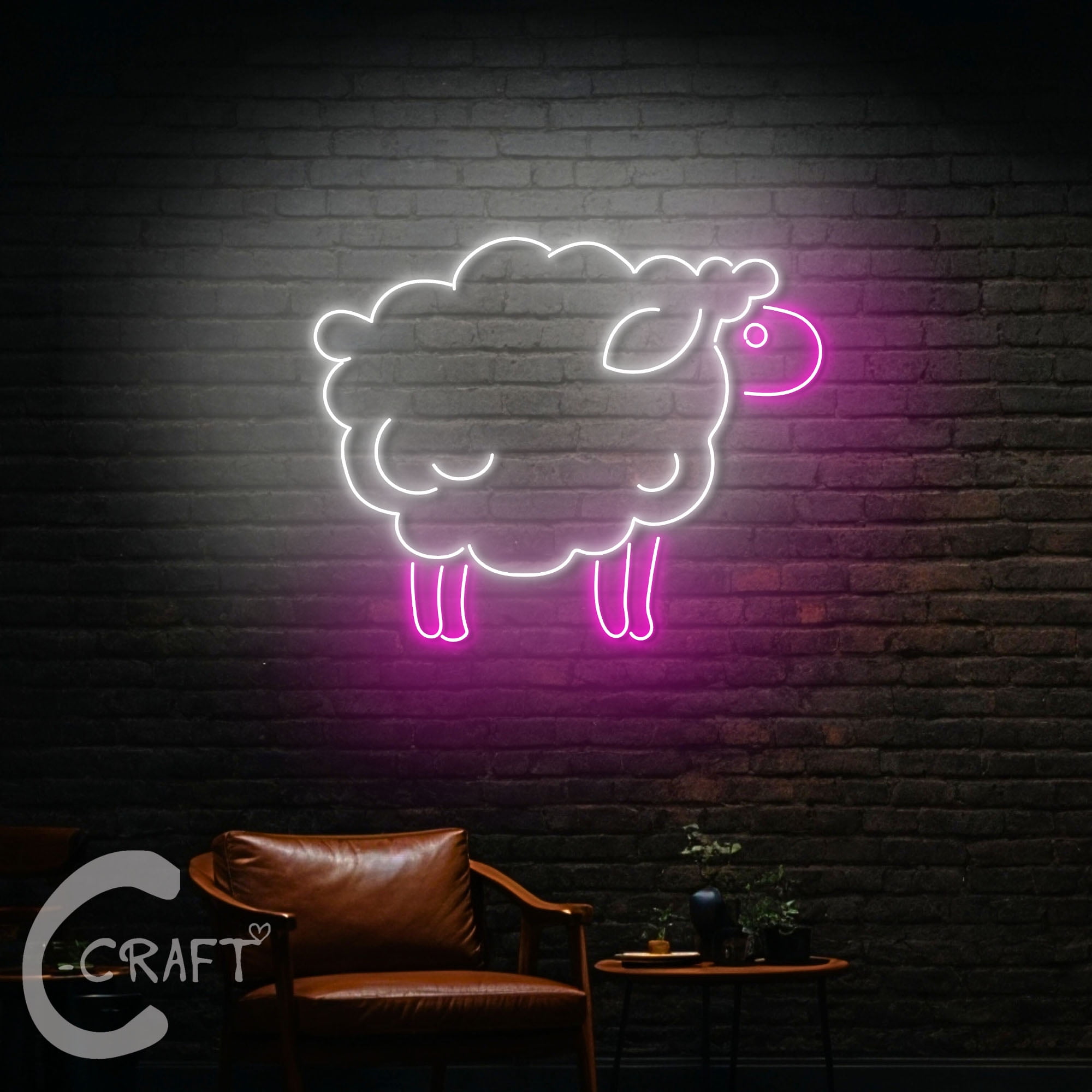 C-CRAFT Sheep Neon Led Light Up 33 inch for Sheep Animal Farm Kid ...