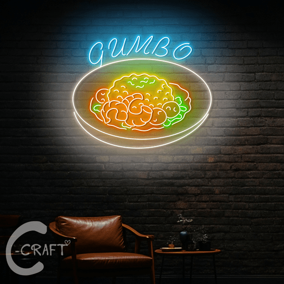 C-CRAFT Shrimp Gumbo Neon Led Light Up 23 inch for Gumbo Restaurant ...