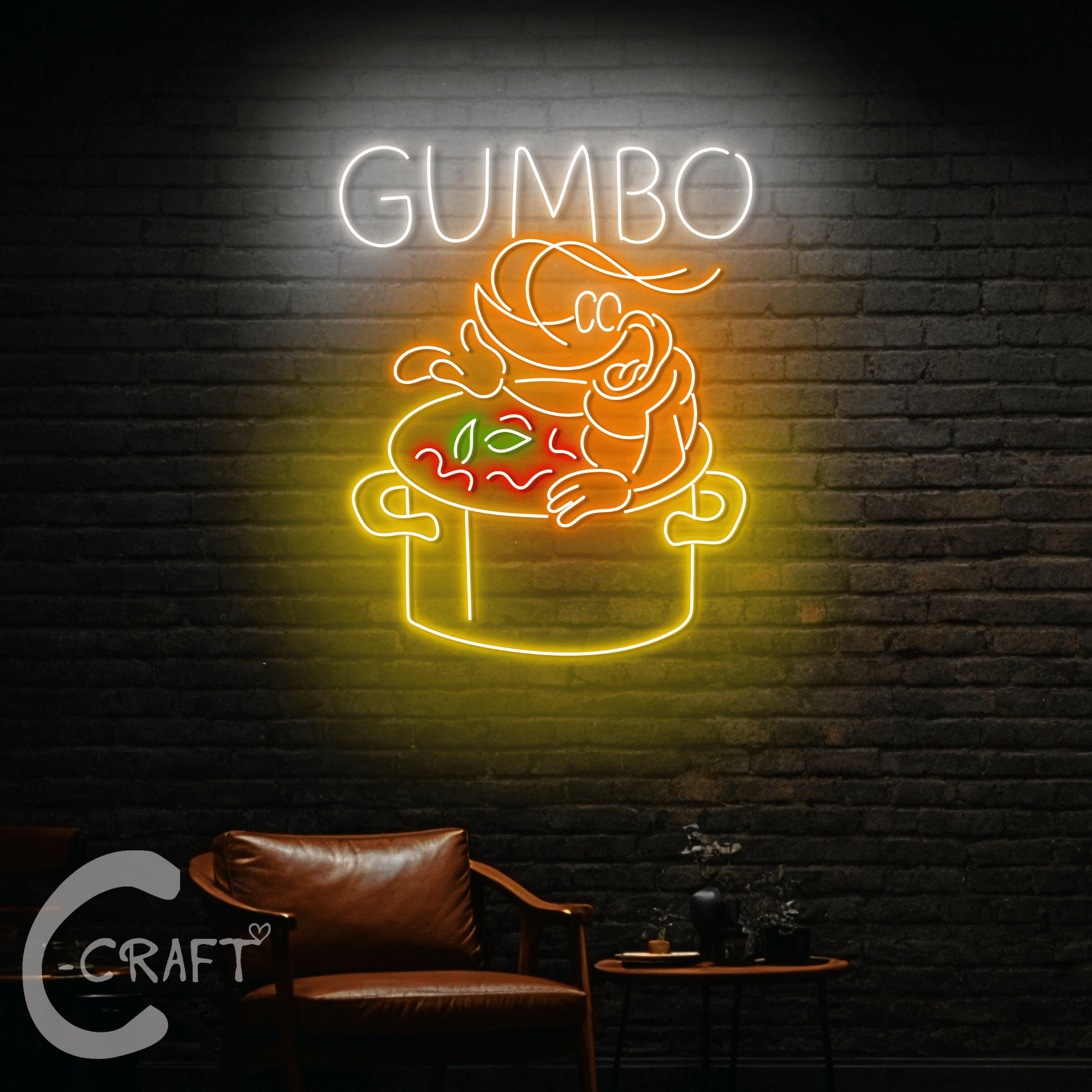 C-CRAFT Shrimp Gumbo Neon Led Light Up 40 inch for Gumbo Restaurant ...