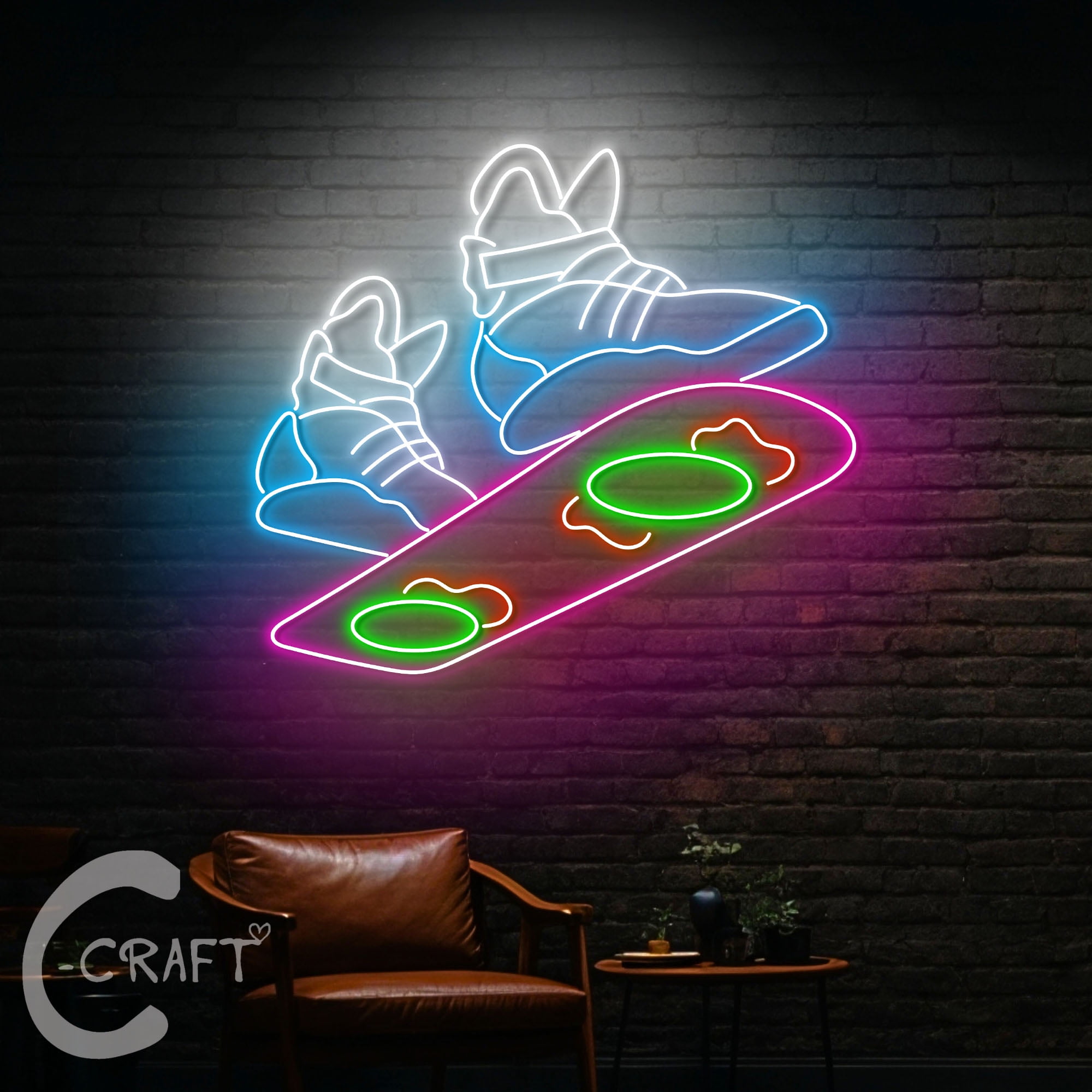 C-CRAFT Skateboard Neon Led Light Up 40 inch for Skating Shop Bedroom ...