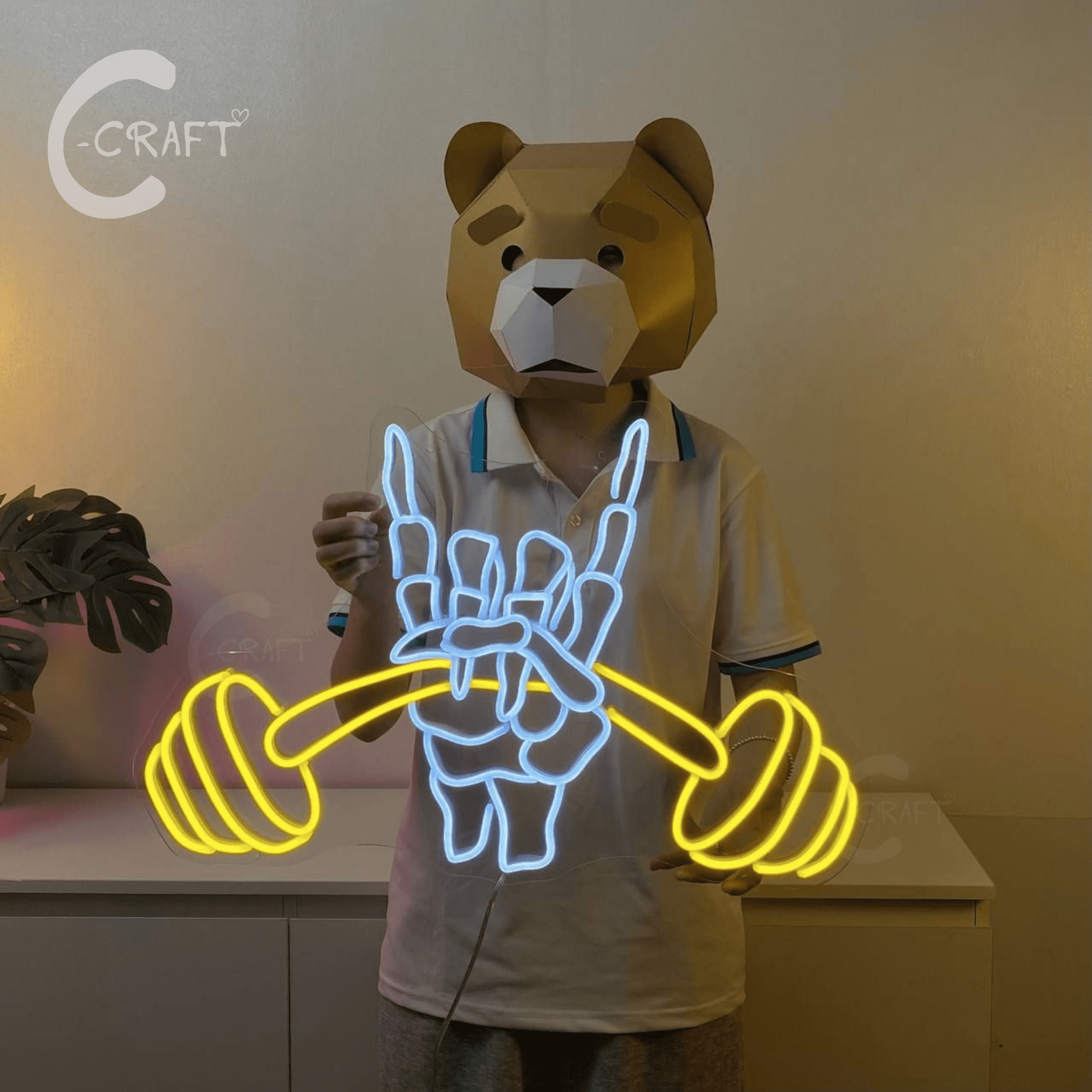 C-CRAFT Skeleton Hand Deadlift Neon Sign Led Light Up 40 inch for ...