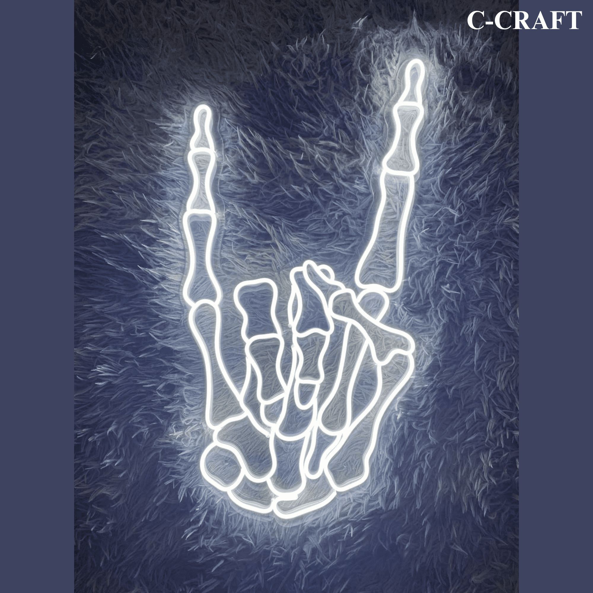 C-CRAFT Skeleton Hand Rock Neon Sign LED Light 25 inch for Wall Decor ...