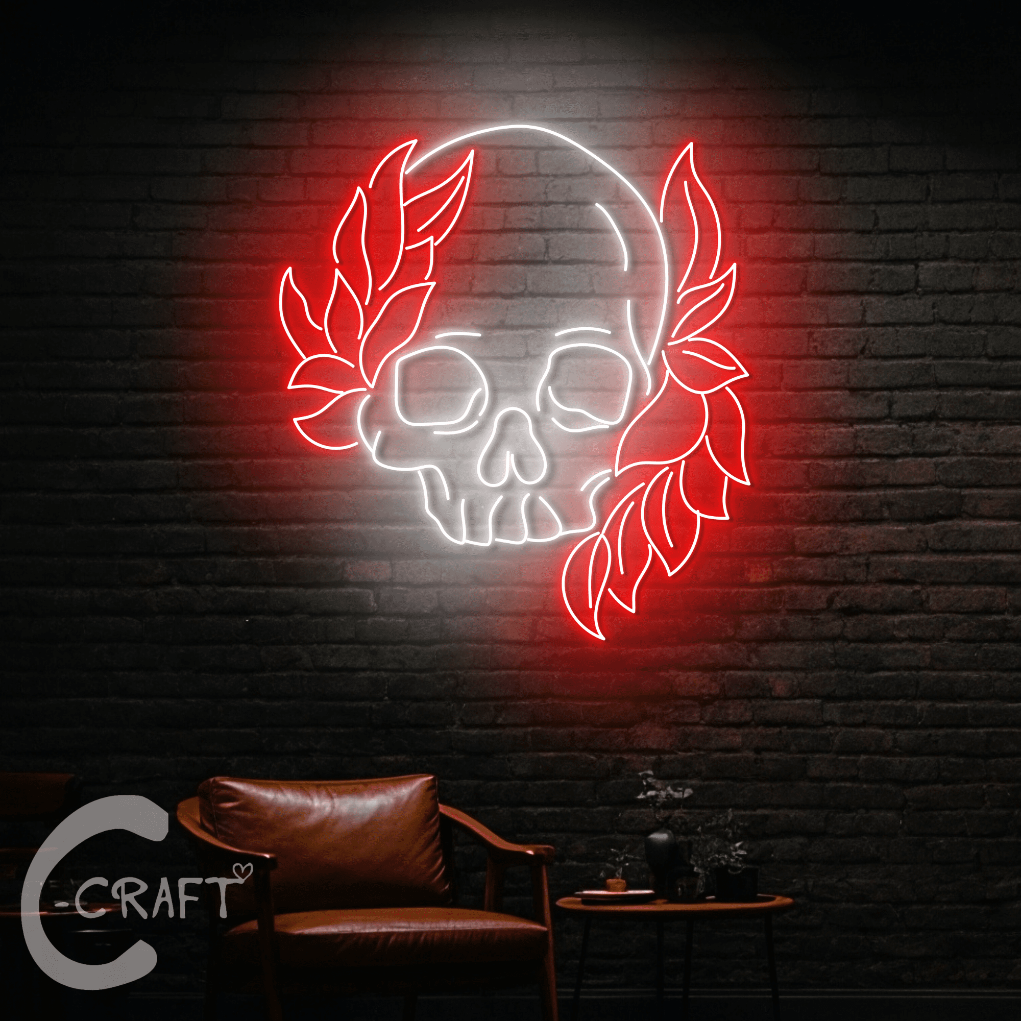 C-CRAFT Skull Sugar Neon Sign LED Light 30 inch for Home Bar Decor ...