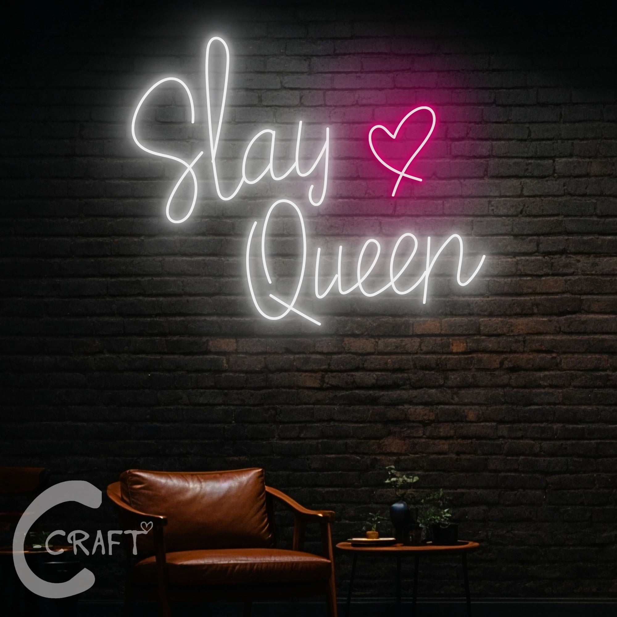 C-CRAFT Slay Queen Neon Sign LED Light 18 inch for Women's Day Girl ...