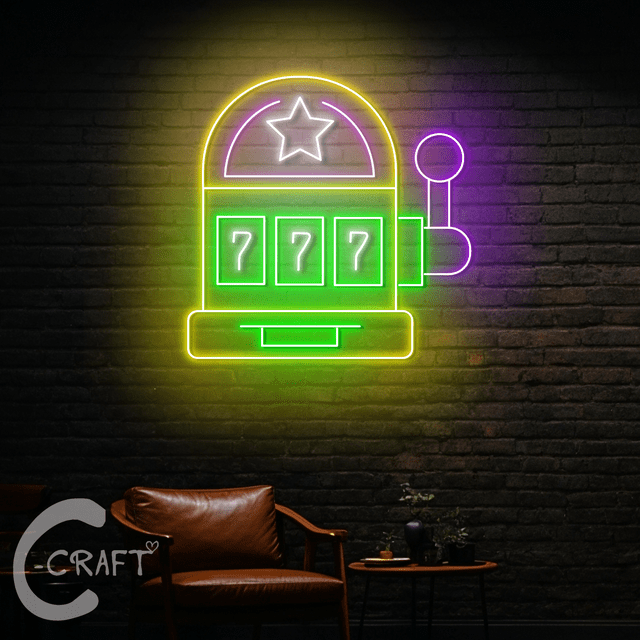 C-CRAFT Slot Machine Neon Led Lights 30 inch for Casino Jackpot Club ...