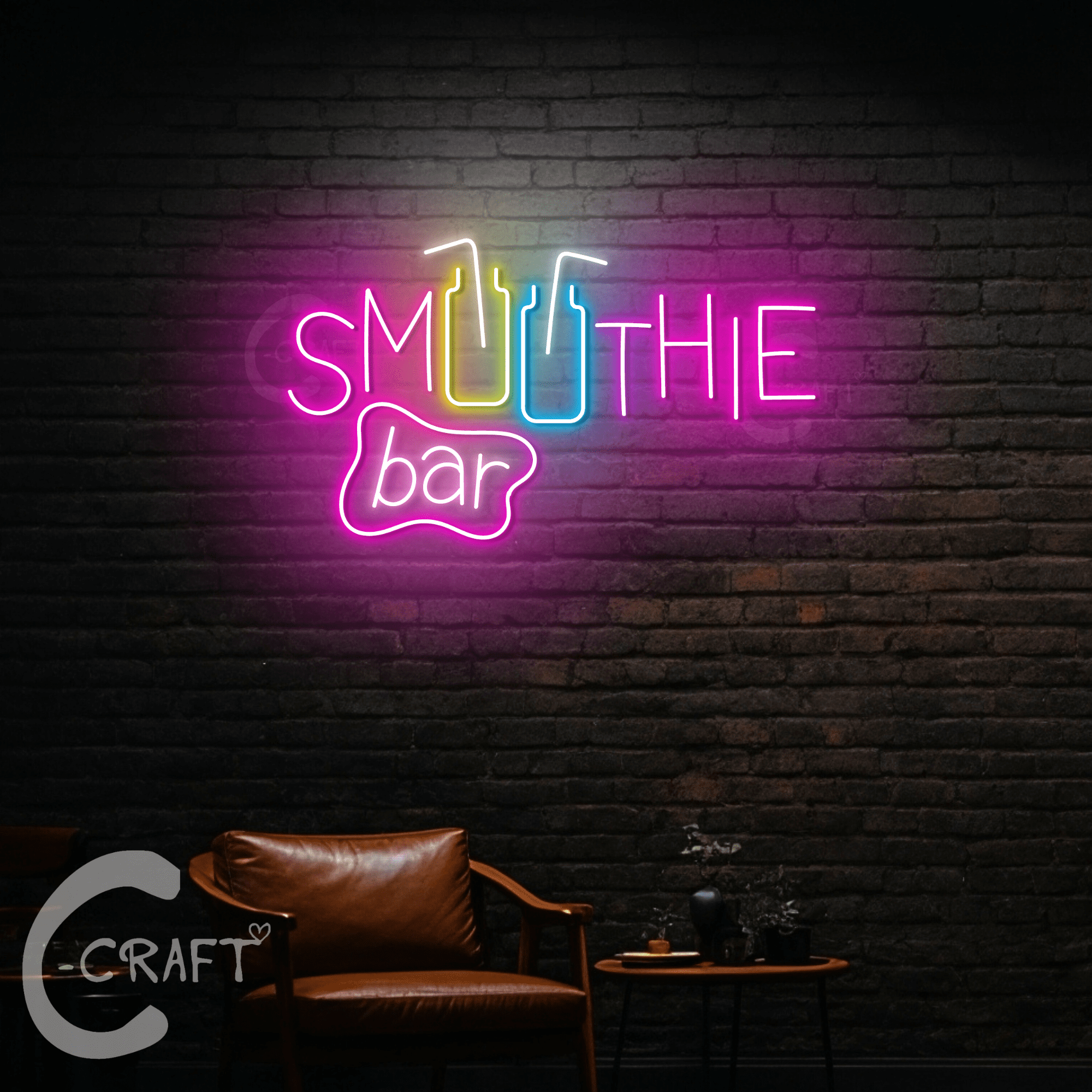 C-CRAFT Smoothie Bar Neon Sign Led Light Up 25 inch for Smoothie Shop ...