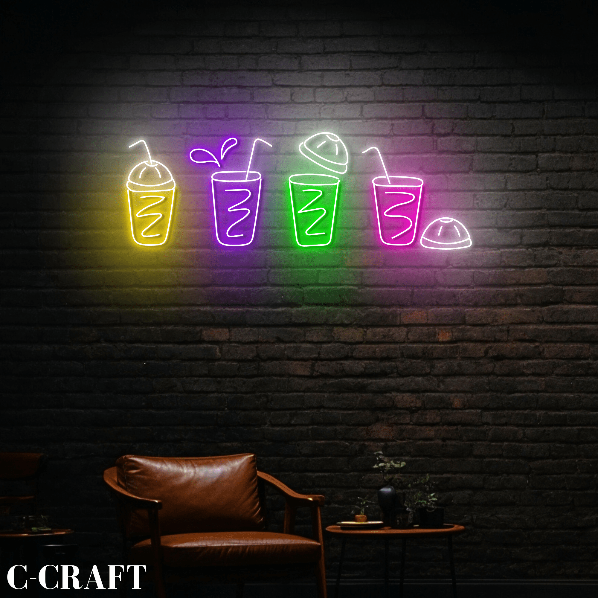 C-CRAFT Smoothie Cups Neon Led Light Sign for Smoothie Shop Wall Art ...