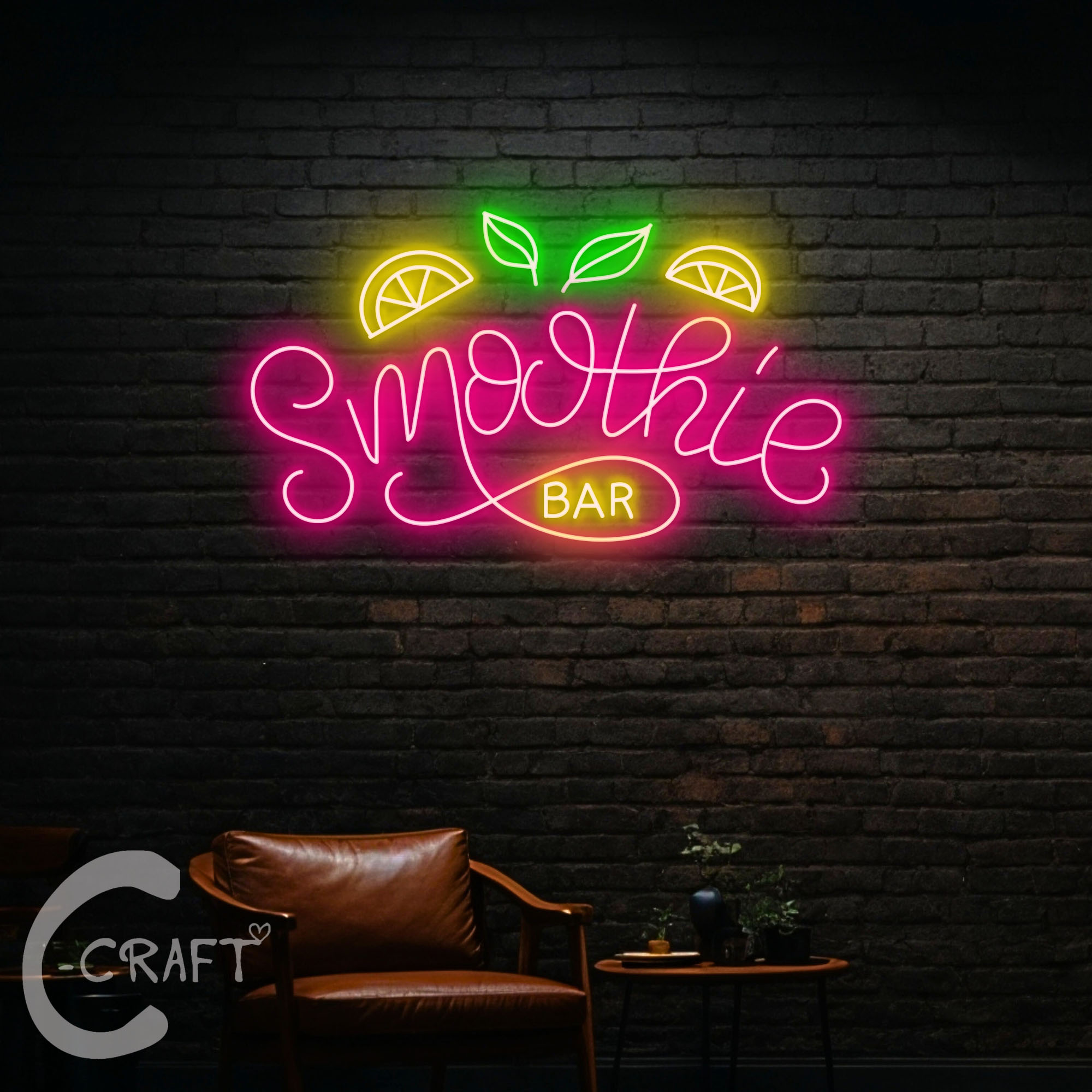 C-CRAFT Smoothie Neon Sign LED Light 27 inch for Girl Fruit Juice ...