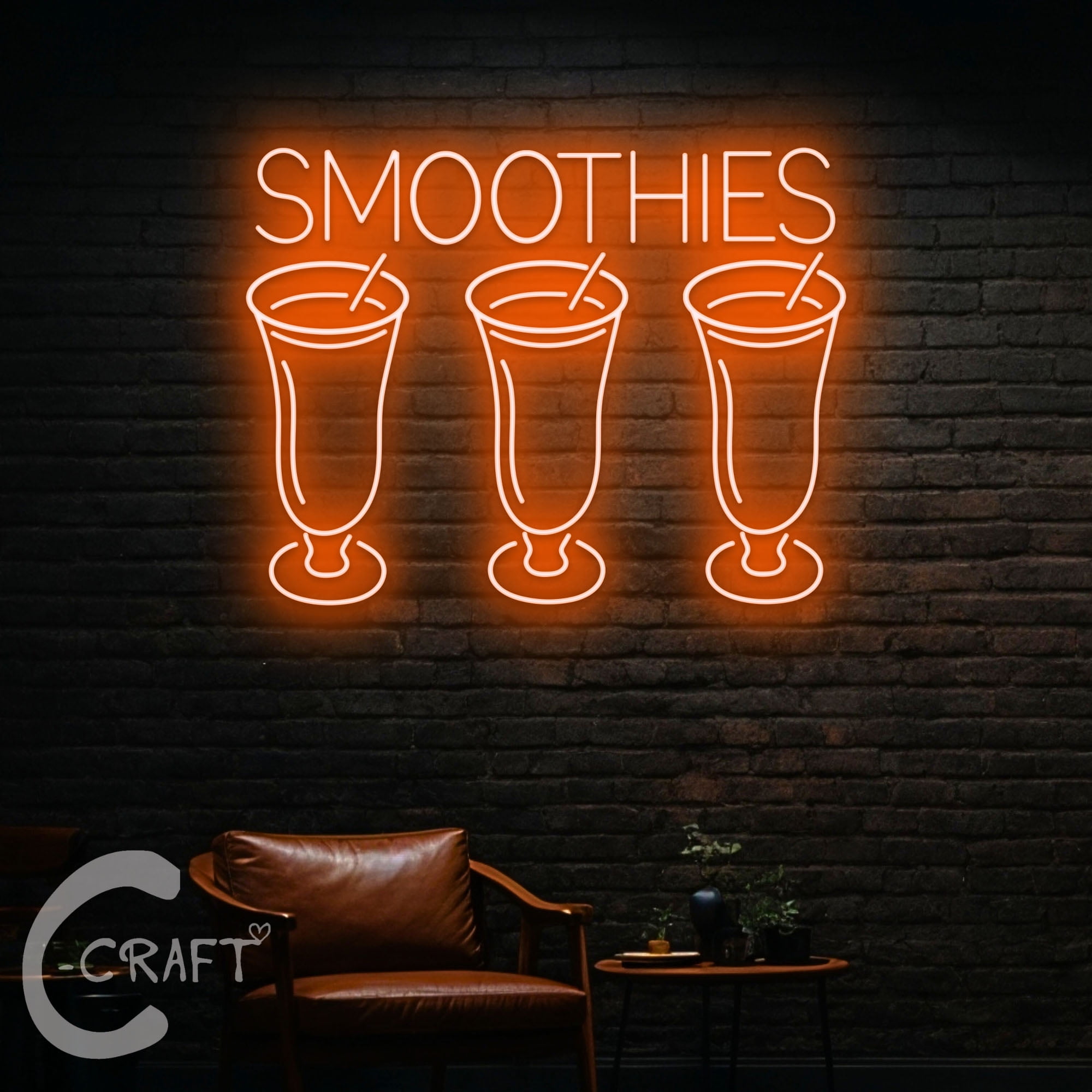 C-CRAFT Smoothie Neon Sign LED Light 35 inch for Fruit Smoothie Bar ...